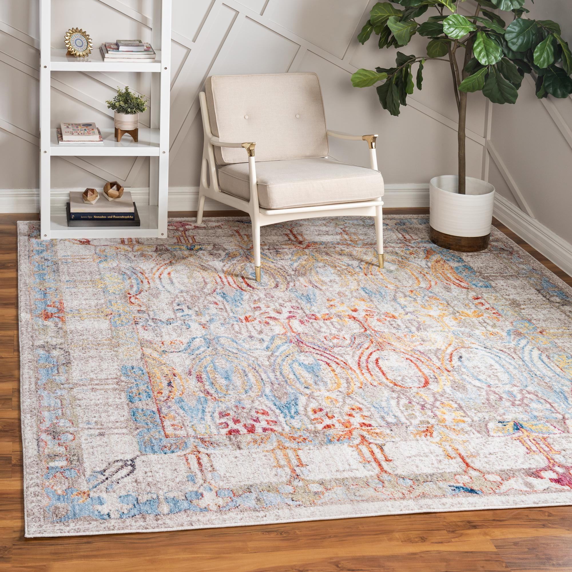 Unique Loom Williamsburg Brighton Rug Multi/Black 8' Square Border ...