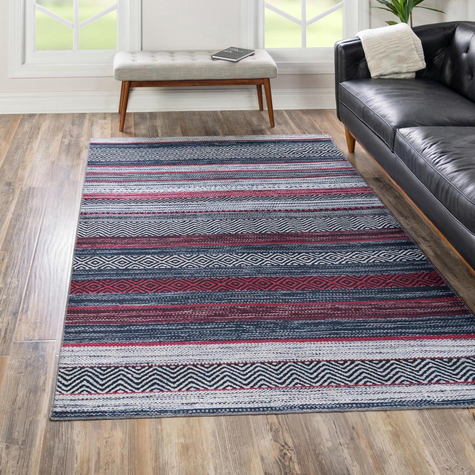 Unique Loom Yara Collection Area Rug - Axel (6' x 9' Rectangle Navy ...