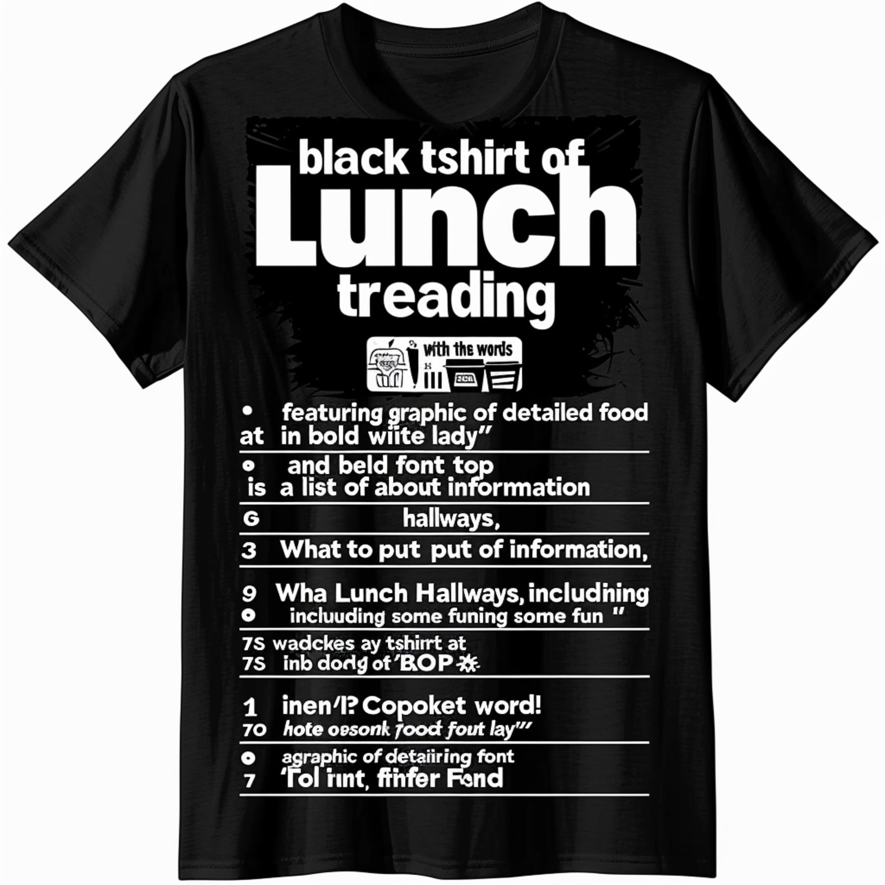Unique 'Lunch Lady' Food Label Design Black TShirt with Inspiring ...