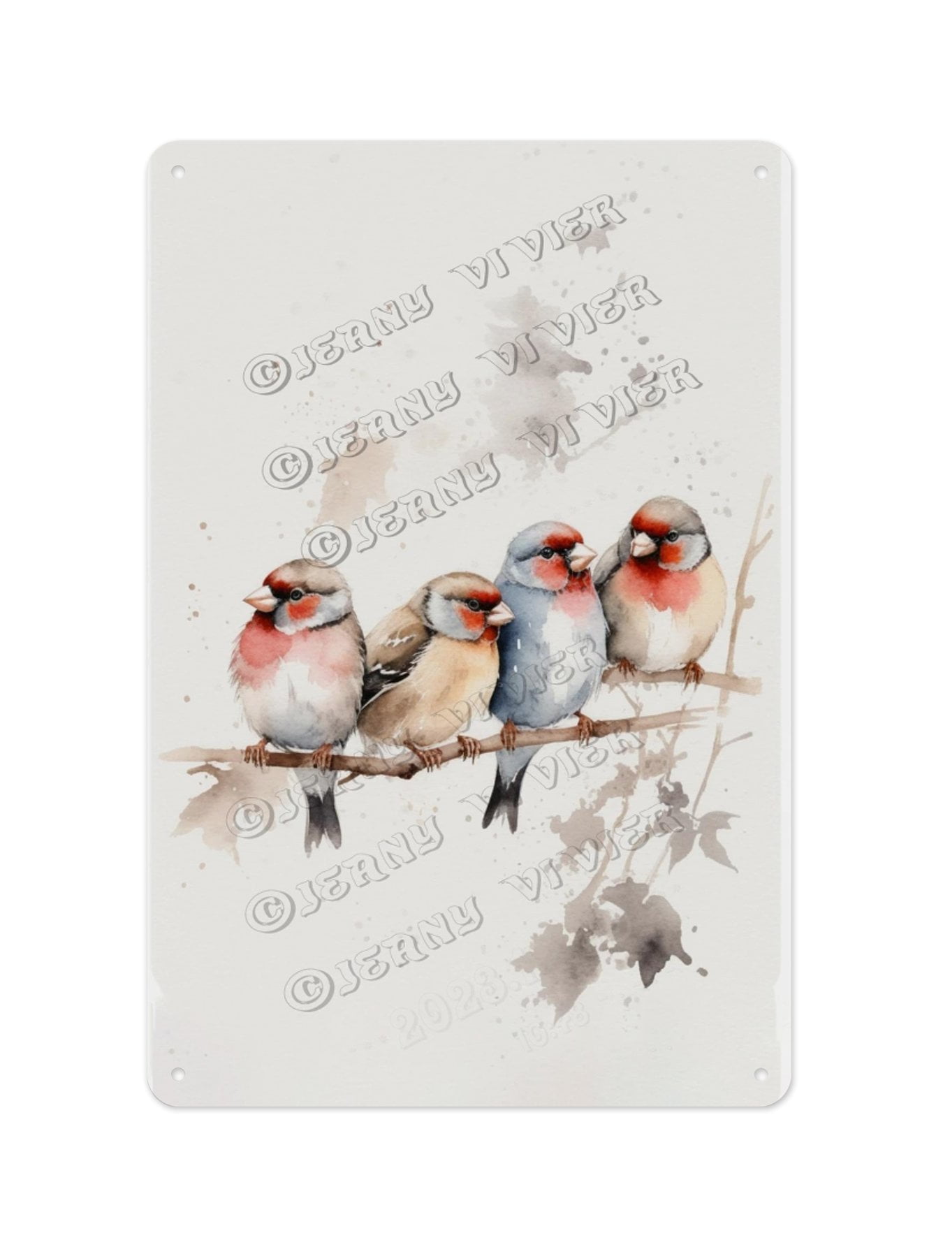 Unique Metal Sign, Aluminum, 12 x 16 Inches, Watercolor Finches on The ...