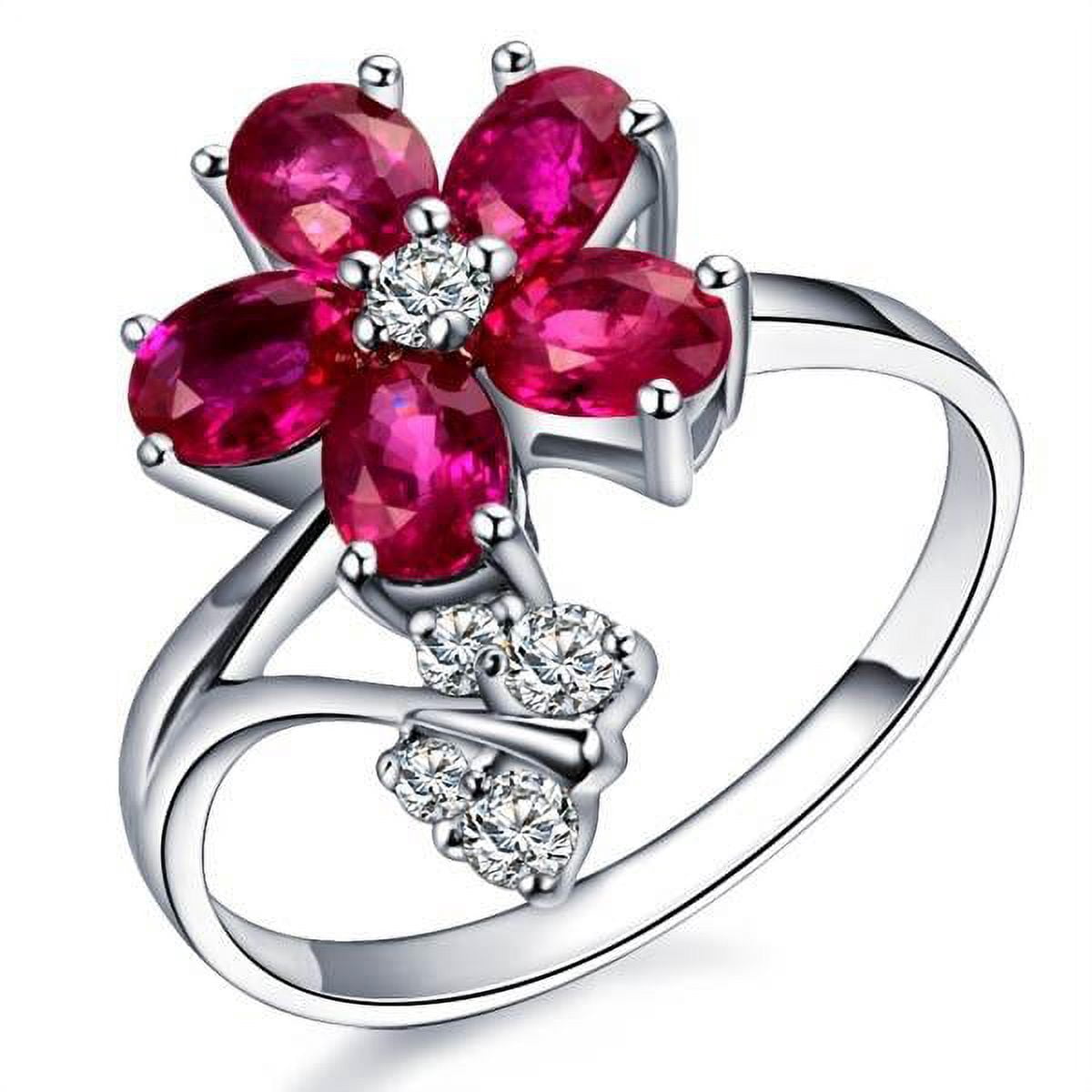 Unique Mind Blowing Flower Design 1.50 Carat Oval Shape Red Ruby ...
