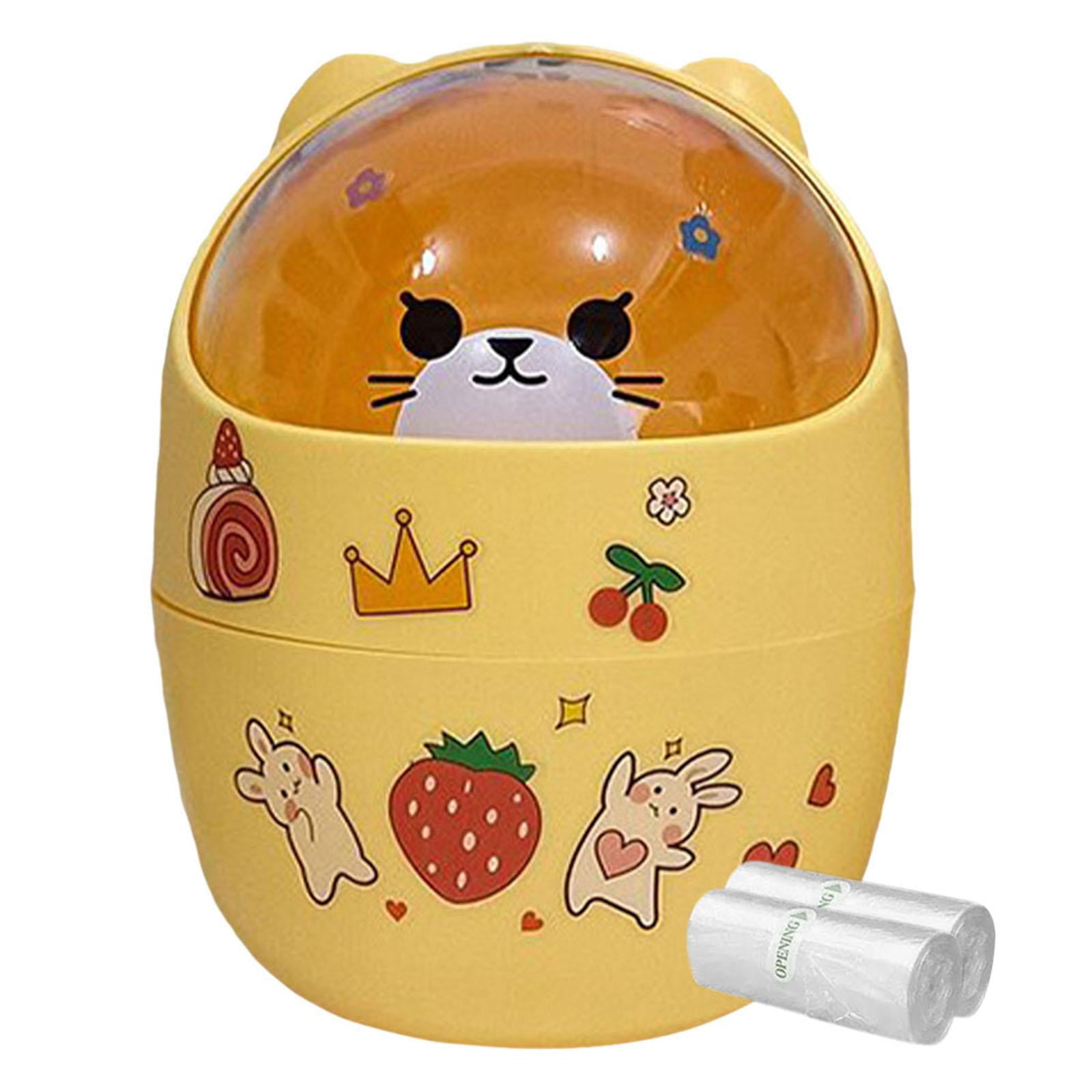 Unique Mini Trash Can with Lid Home Bedroom Room Small Garbage Trash ...