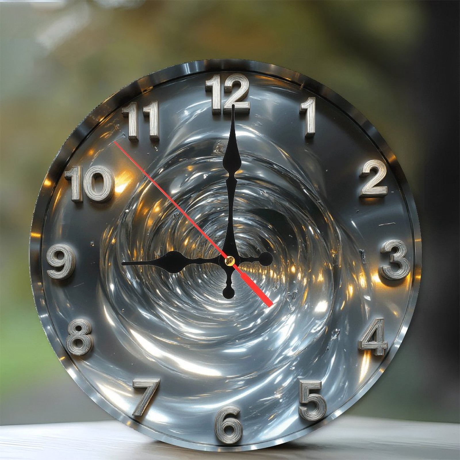 Unique Modern Wall Clock with Spiral Design And Shiny Finish 10-Inch ...