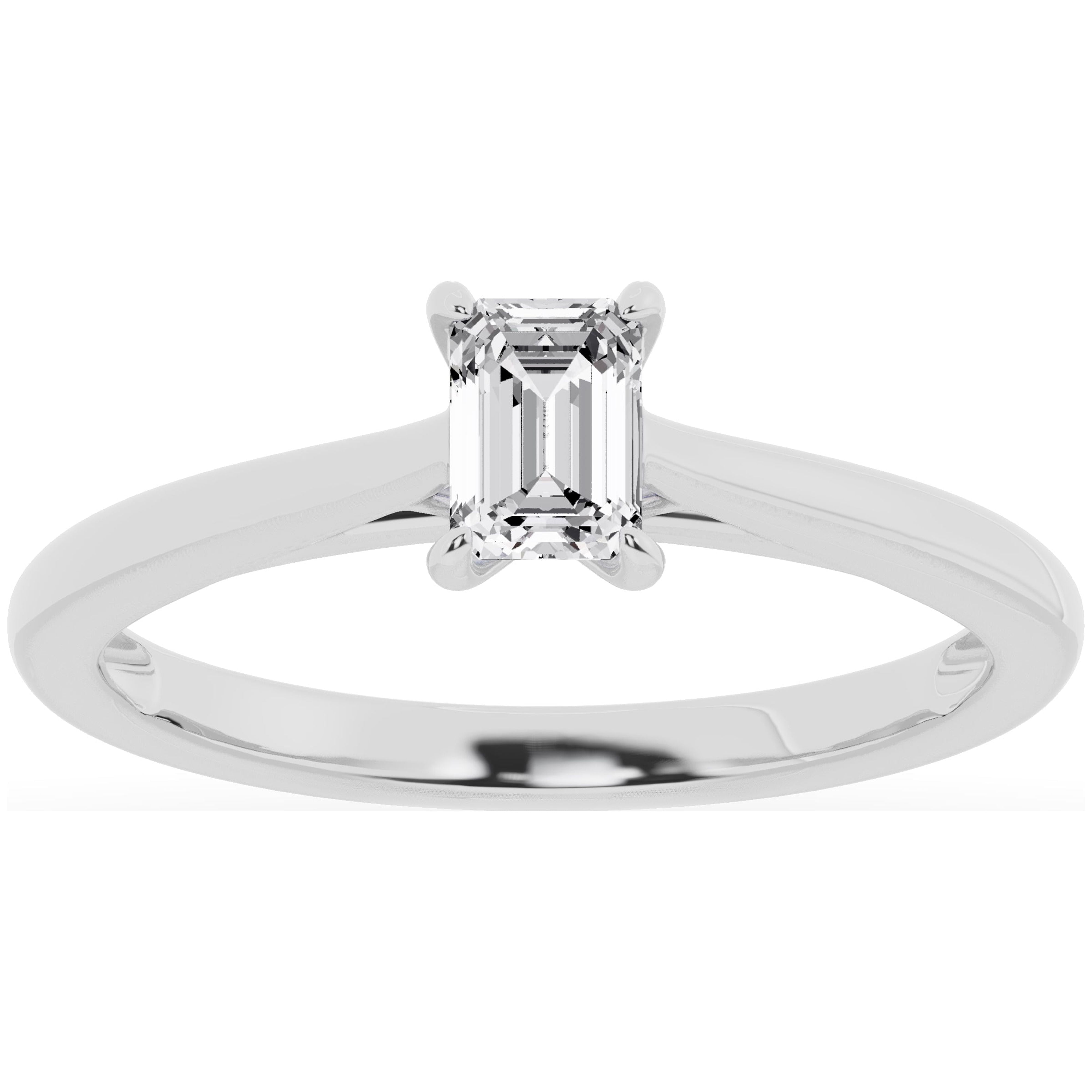 Unique Moments 0.50 Carat Solitaire 4-Prong Lab Grown Emerald-Cut ...