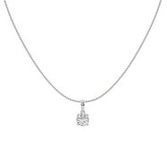FireStar Halo Diamond Necklace for Women 10K White Gold 1/2 Ct Blue Lab ...