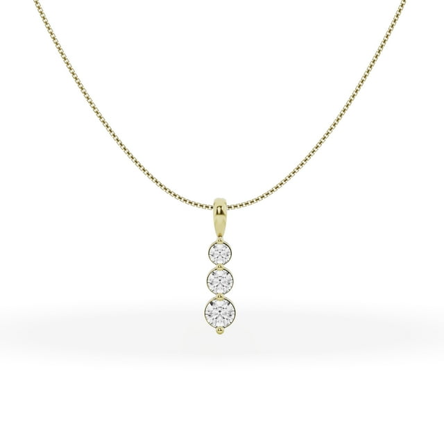 Unique Moments 1.00 Ct Lab Grown Three Stone Diamond Pendant Necklace ...