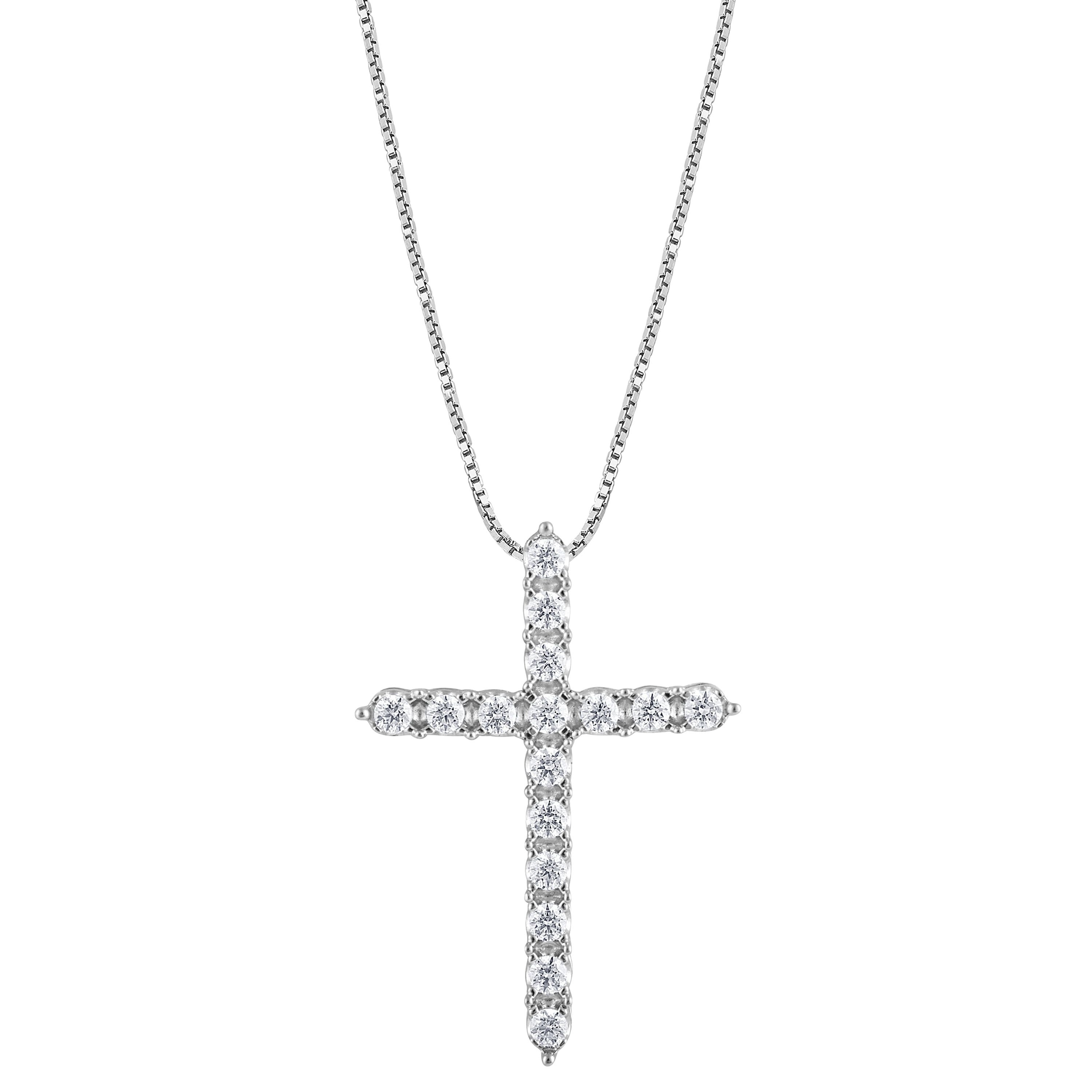 Unique Moments 1/2 Ct Lab Grown Diamond Cross Pendant Necklace in ...