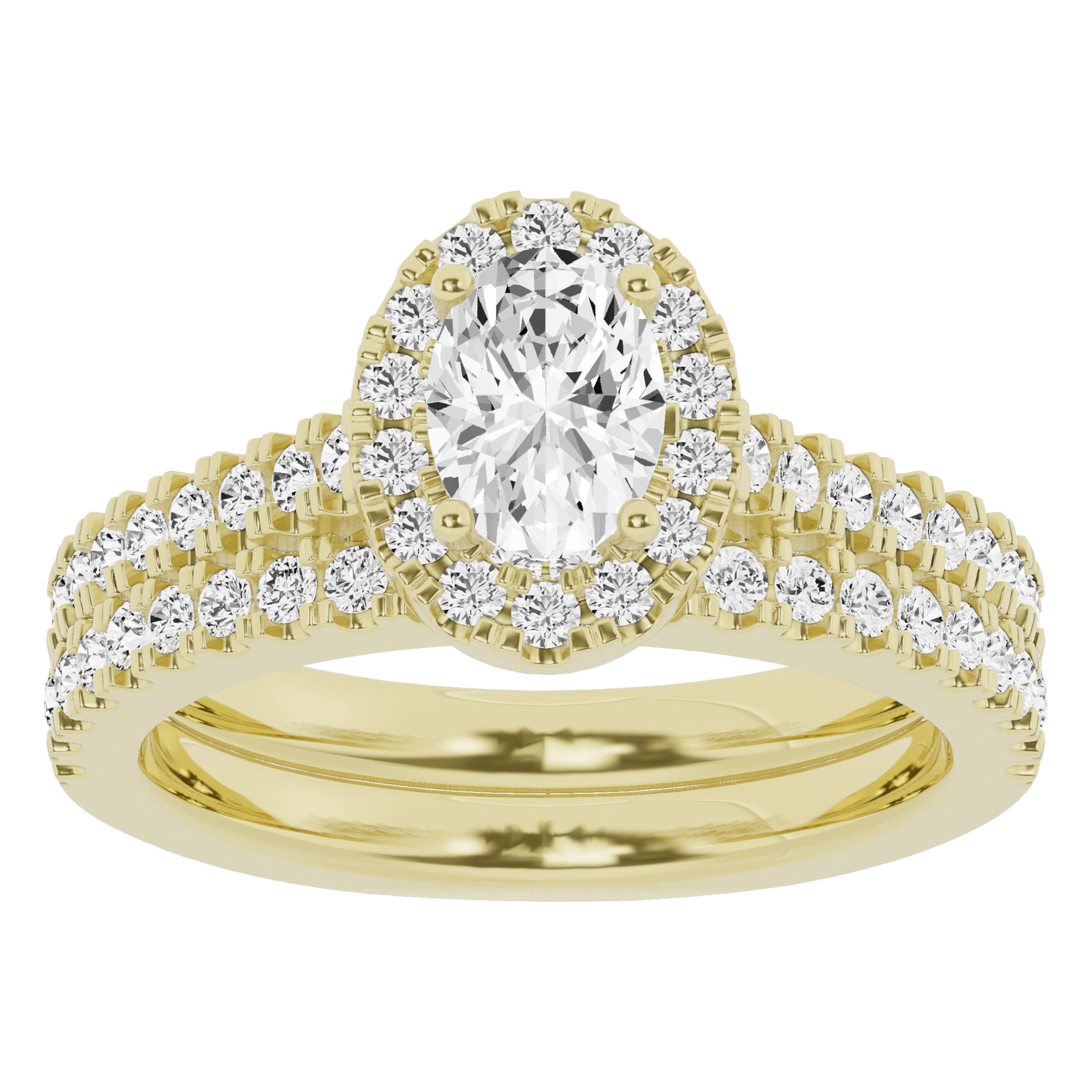 Unique Moments 1.50 Ctw Lab Grown Oval Halo Diamond Engagement Matching ...