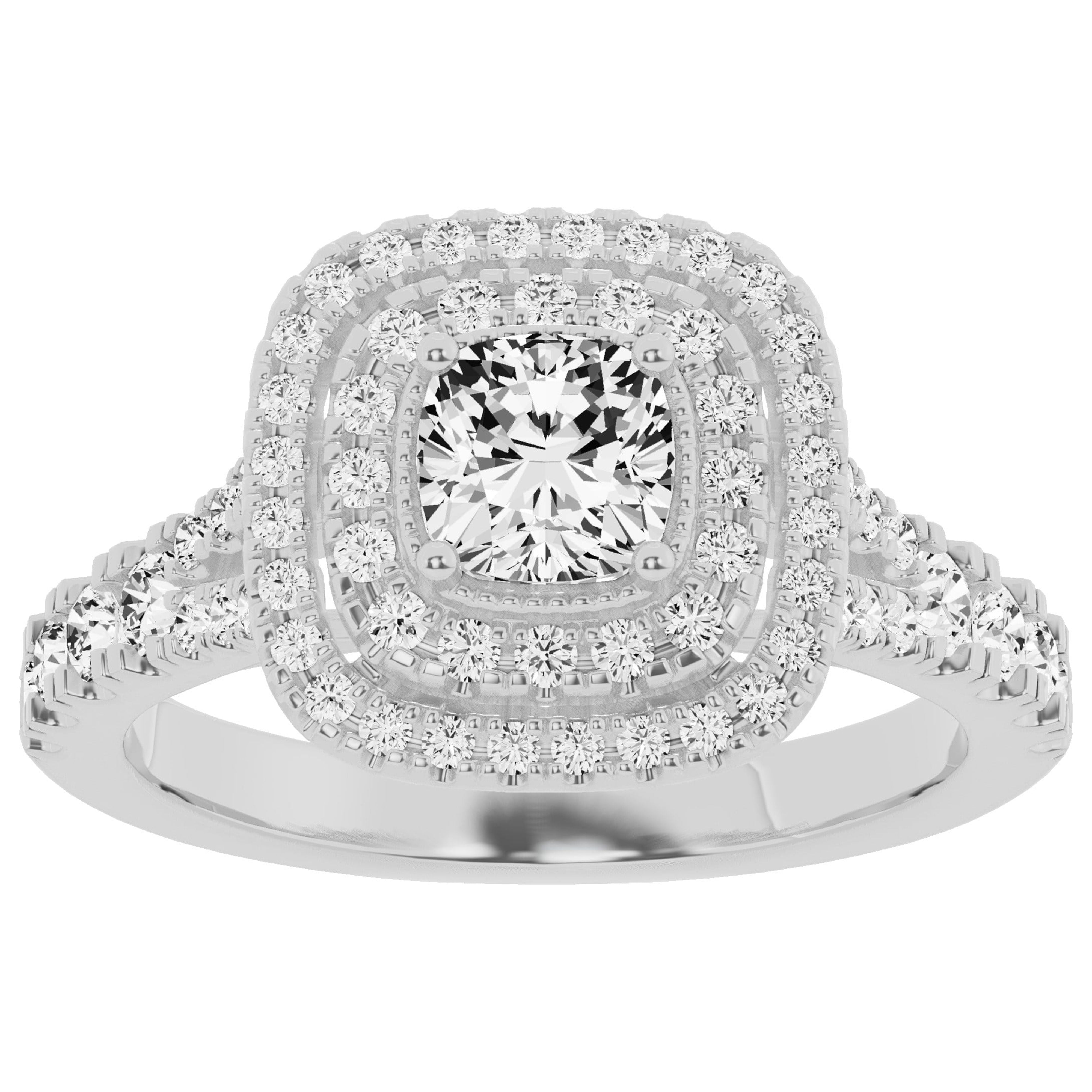 Unique Moments 1.50 Ct Lab Grown Split Shank Cushion Halo Diamond ...