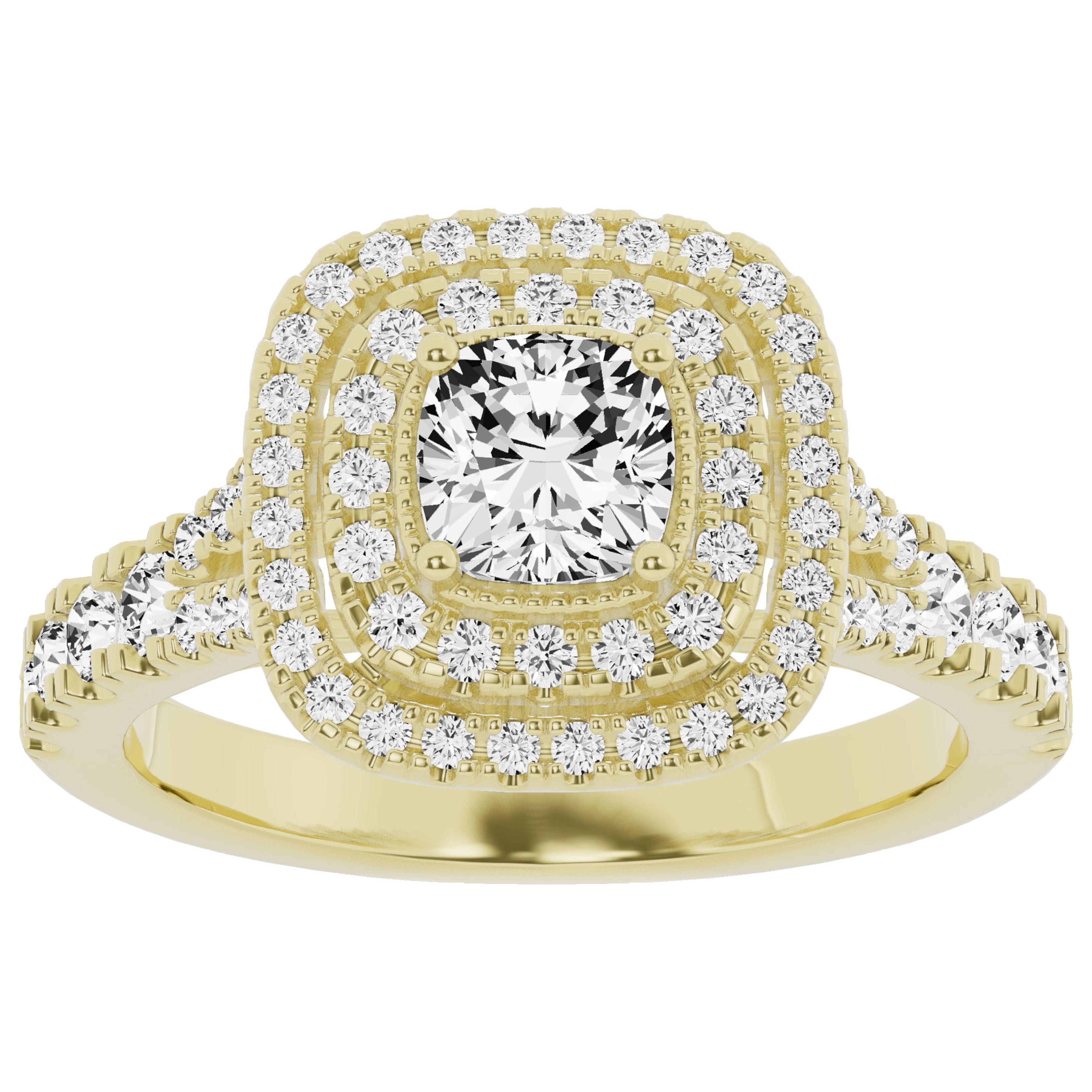 Unique Moments 1.50 Ct Lab Grown Split Shank Cushion Halo Diamond ...