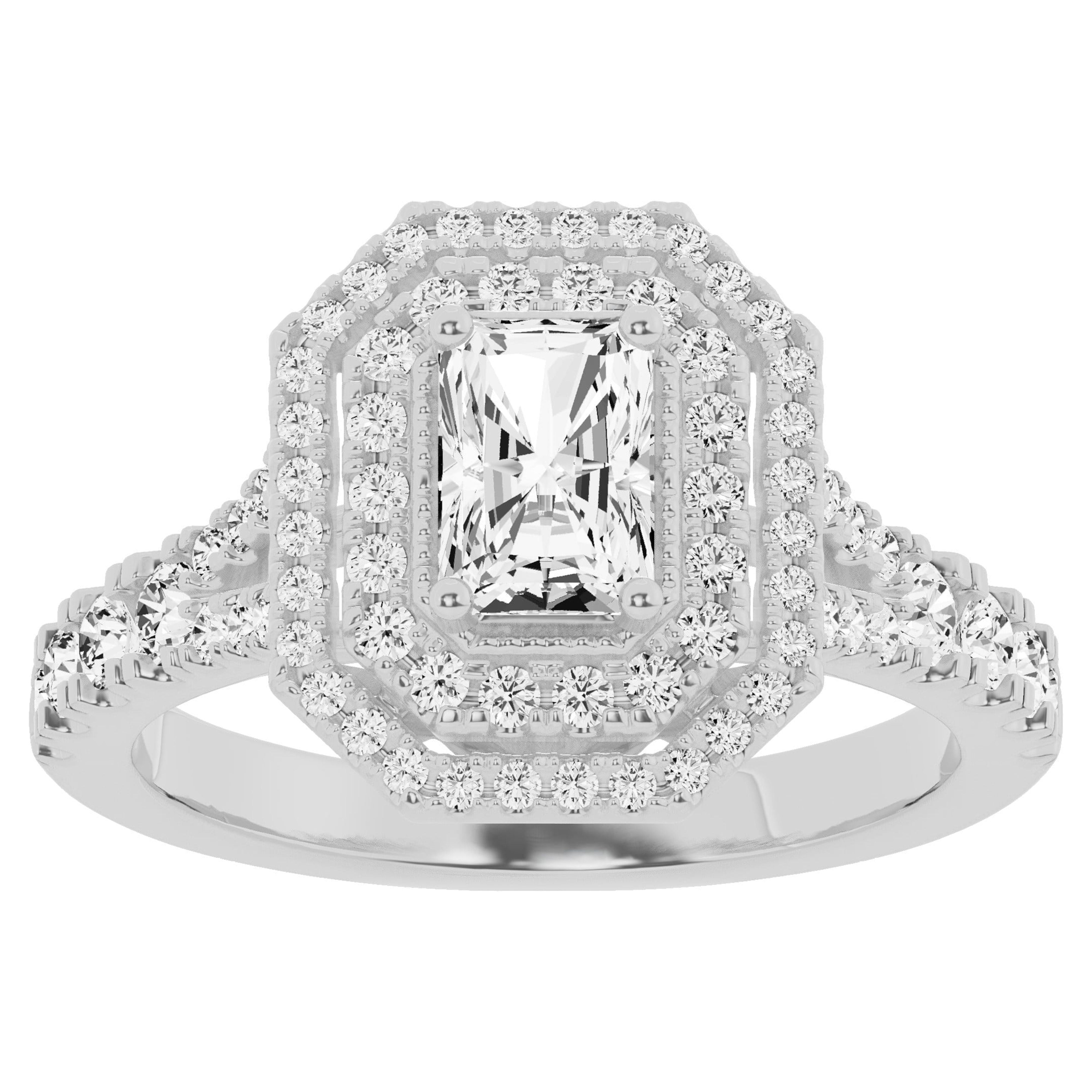 Unique Moments 1.50 Ct Lab Grown Split Shank Radiant Halo Diamond ...