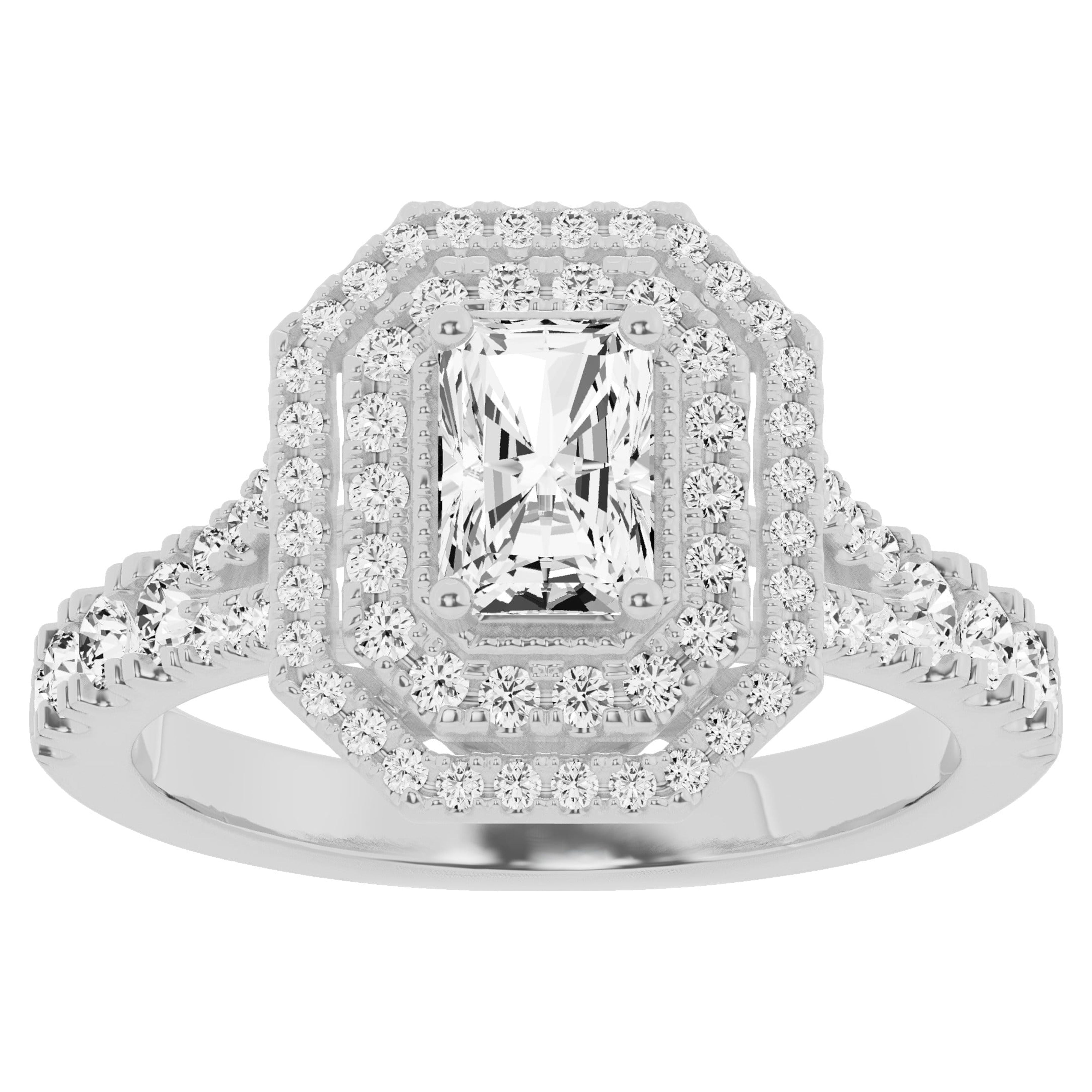 Unique Moments 1.50 Ct Lab Grown Split Shank Radiant Halo Diamond ...