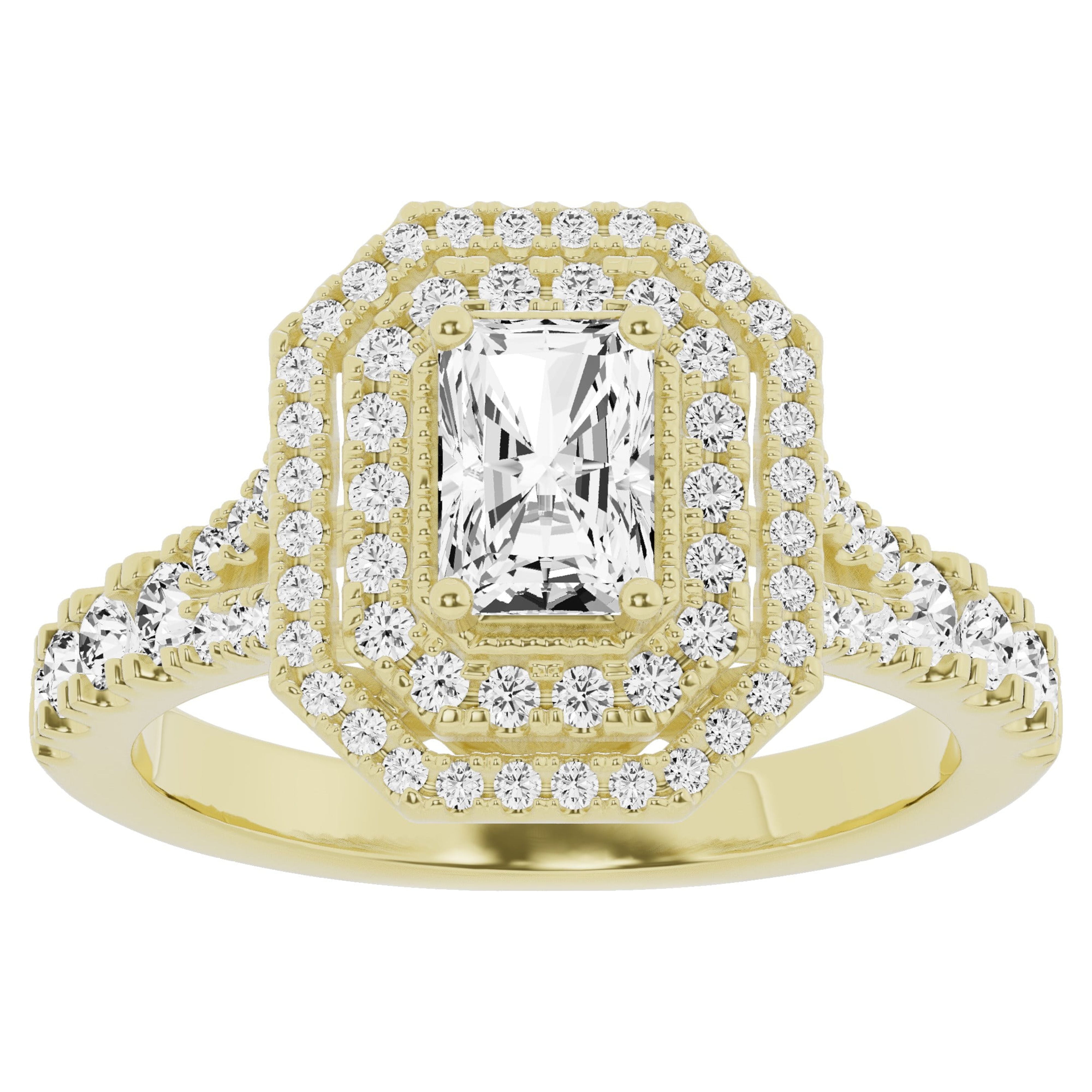 Unique Moments 1.50 Ct Lab Grown Split Shank Radiant Halo Diamond ...