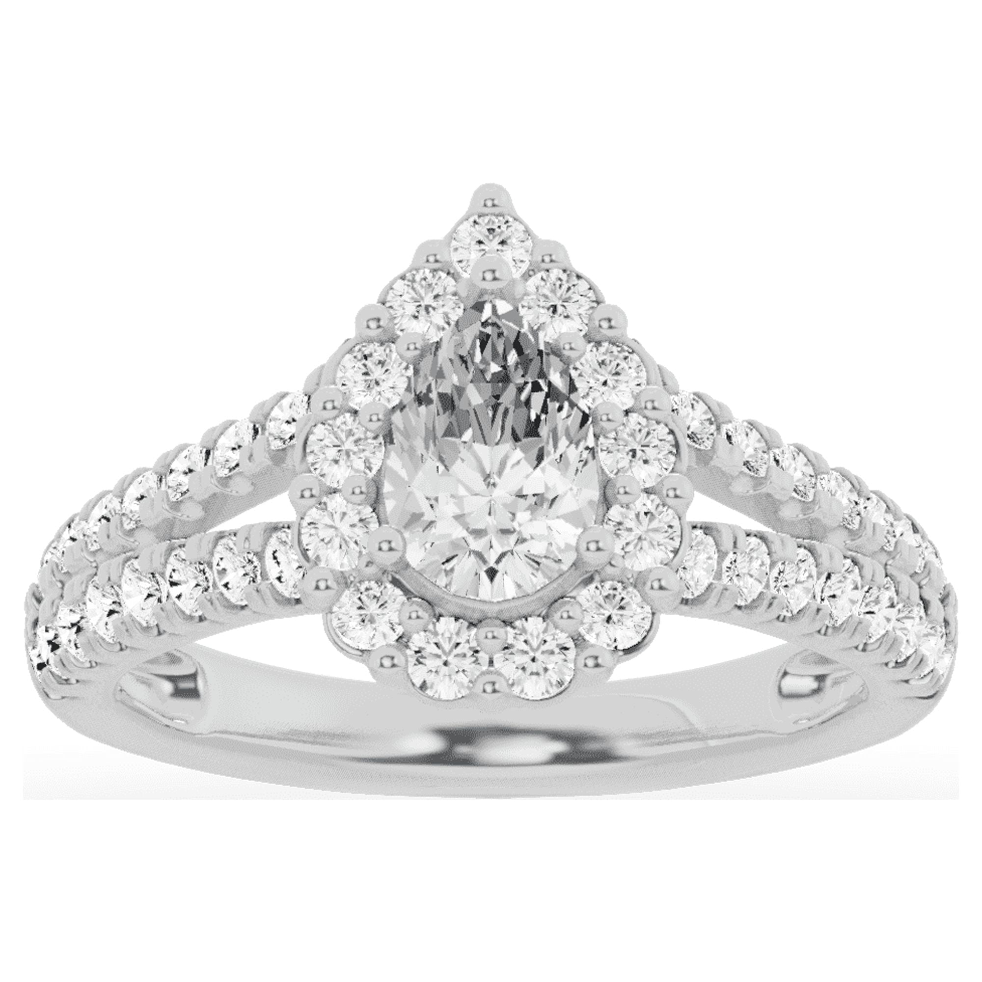 Unique Moments 1.50 Ctw Lab-Grown Pear Split Shank Halo Diamond ...