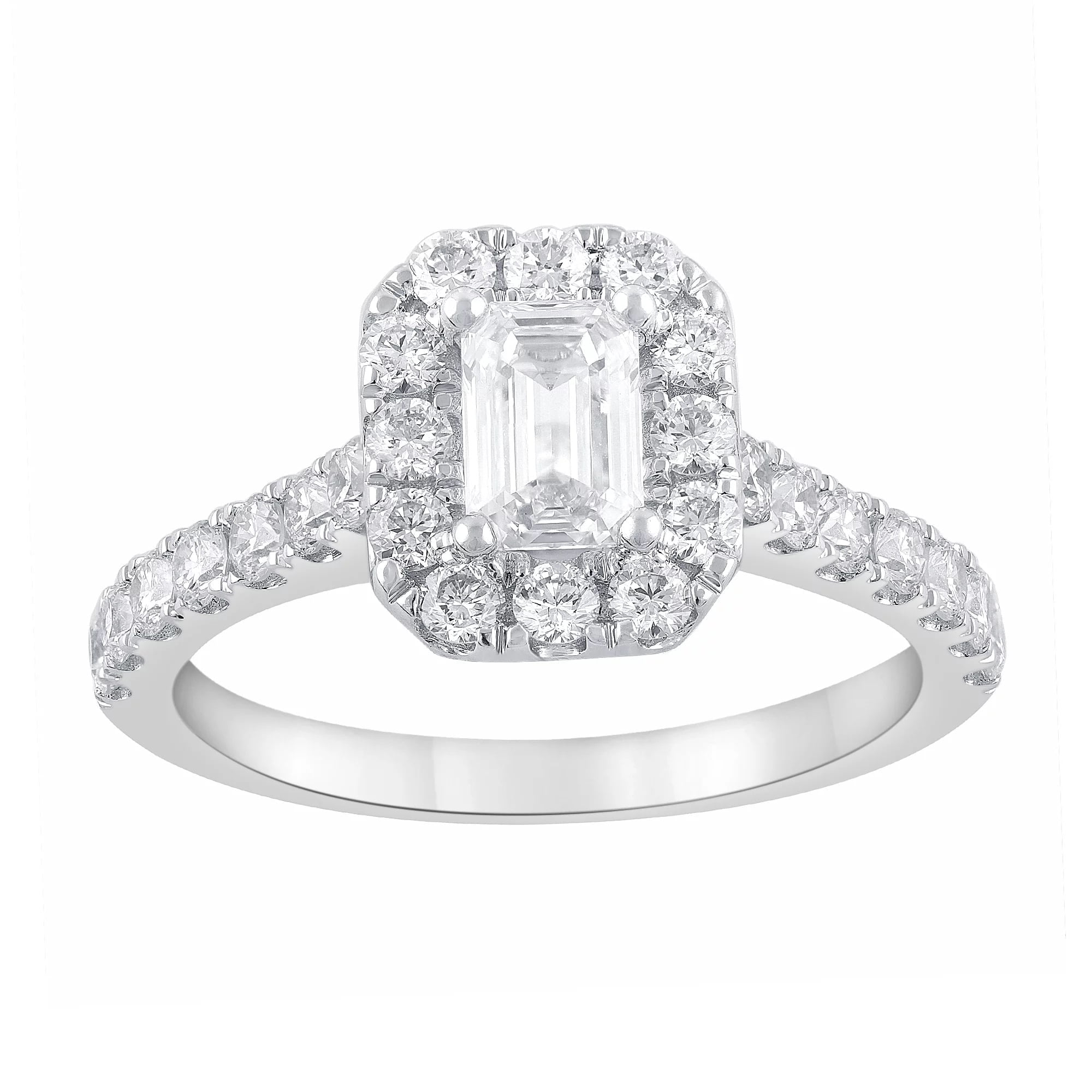 Unique Moments 1.50 ct Lab Grown Diamond Halo Emerald Engagement Ring ...