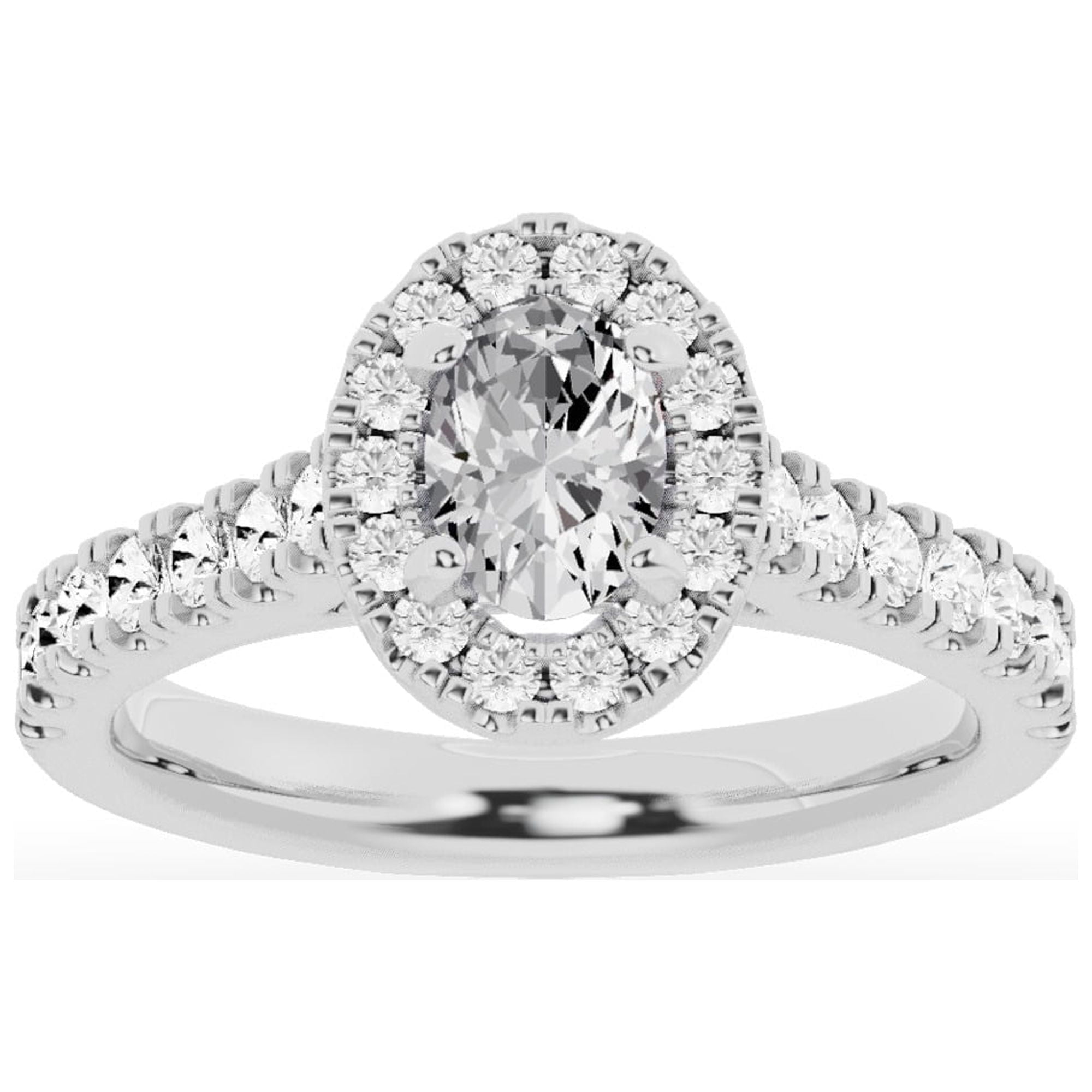 Unique Moments 1.50 ct Lab Grown Diamond Halo Oval Engagement Ring 10K ...