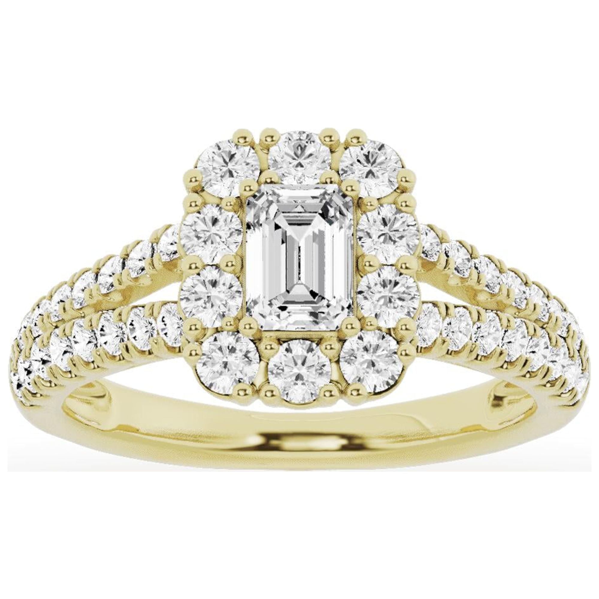 Unique Moments 1.50 ct Lab Grown Emerald Halo Diamond Engagement Ring ...