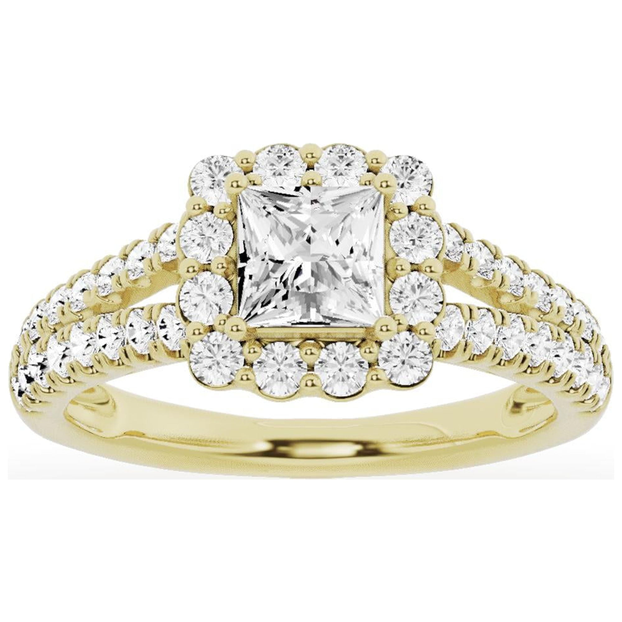 Unique Moments 1.50 ct Lab Grown Princess Halo Diamond Engagement Ring ...