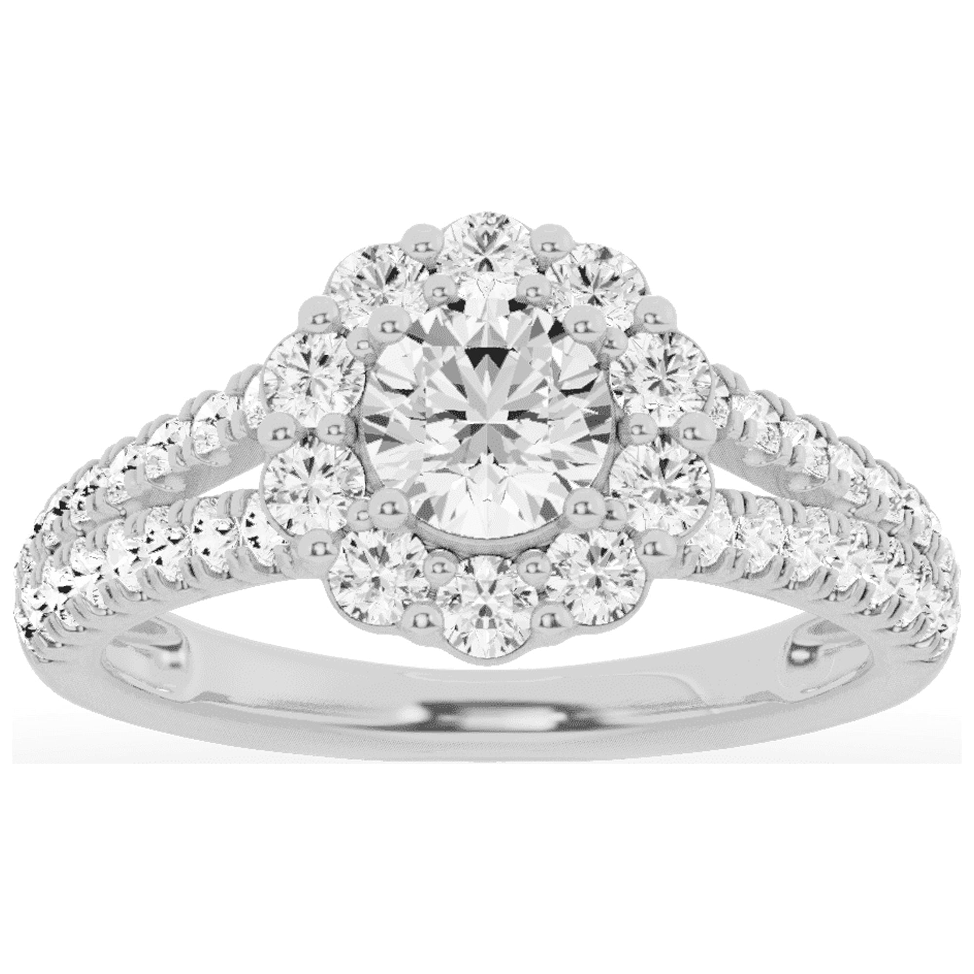 Unique Moments 1.50 ct Lab-Grown Round Split Shank Halo Diamond ...