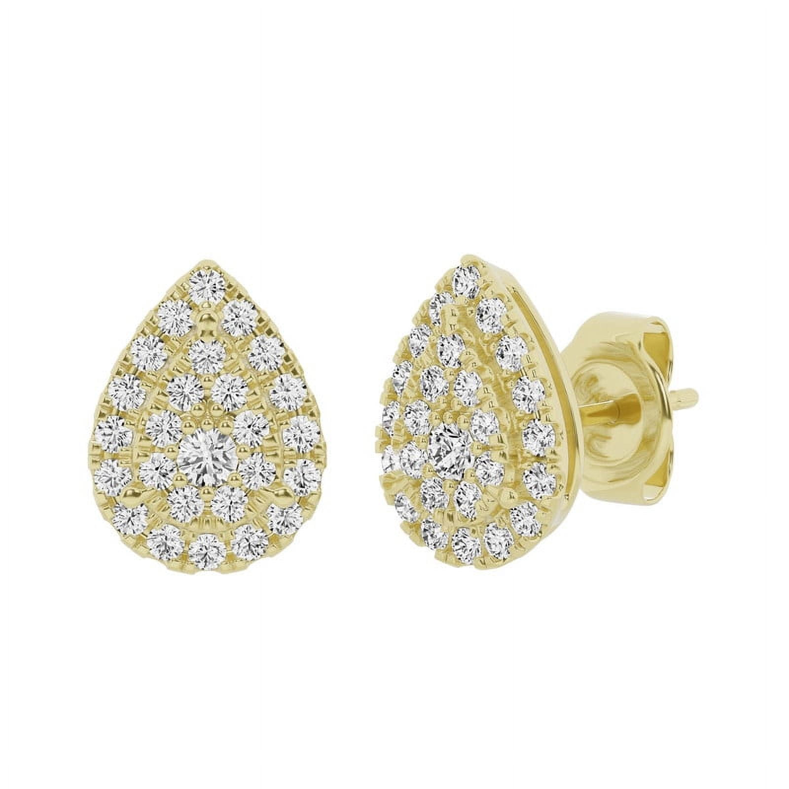 Unique Moments 1 Carat Lab Grown Pear Shape Round Cluster Diamond Stud ...