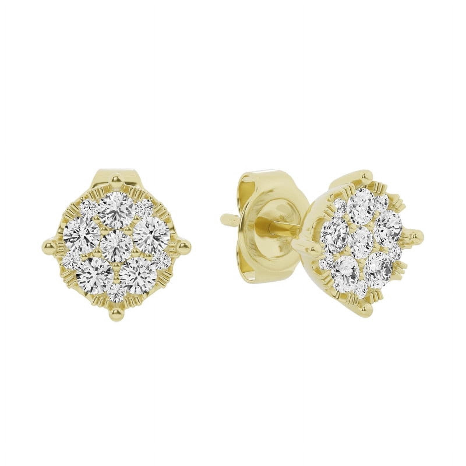 Unique Moments 1 Carat Lab Grown Round Cluster Diamond Stud Earrings ...