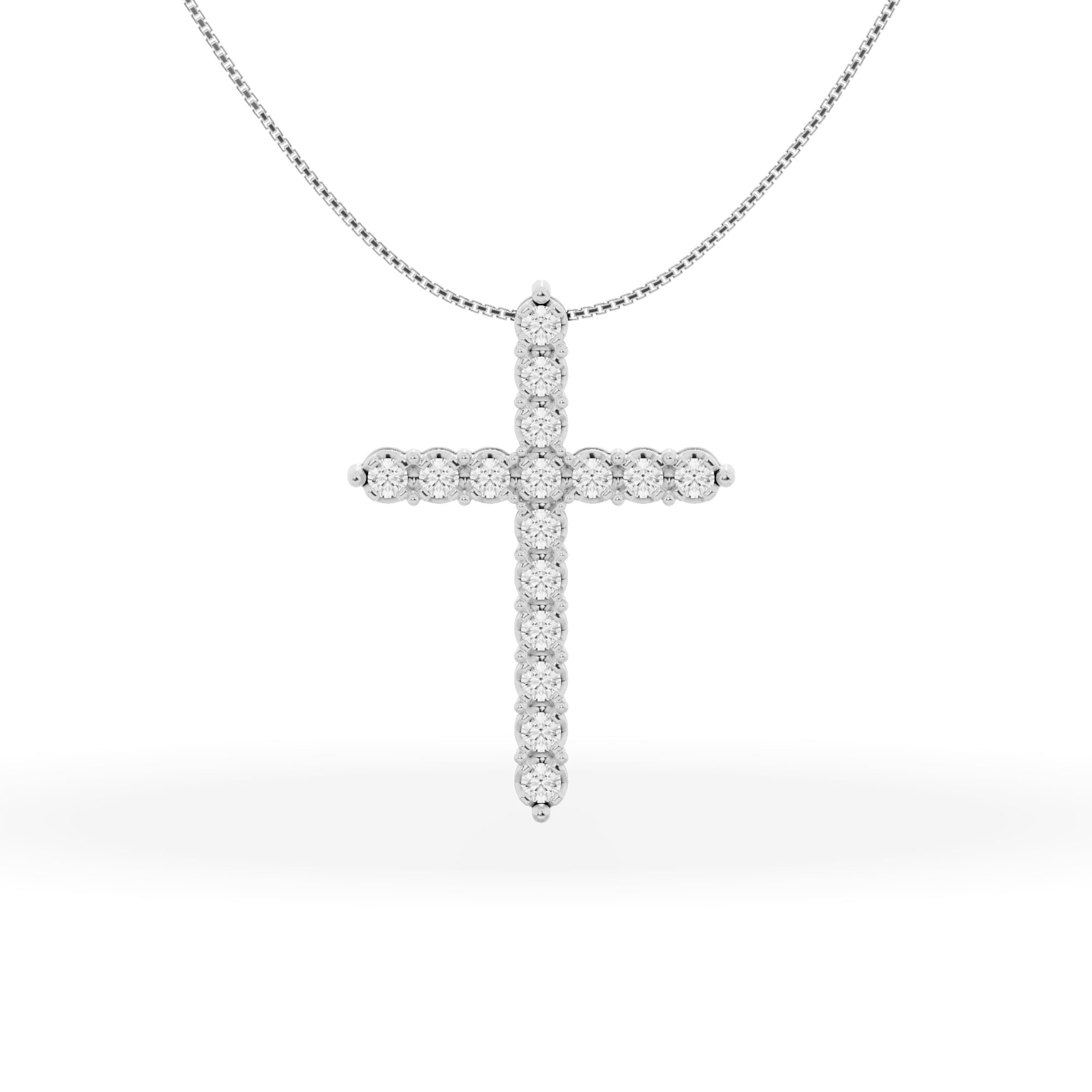 Unique Moments 1 Ct Round Lab Grown Diamond Cross Necklace 14K White ...