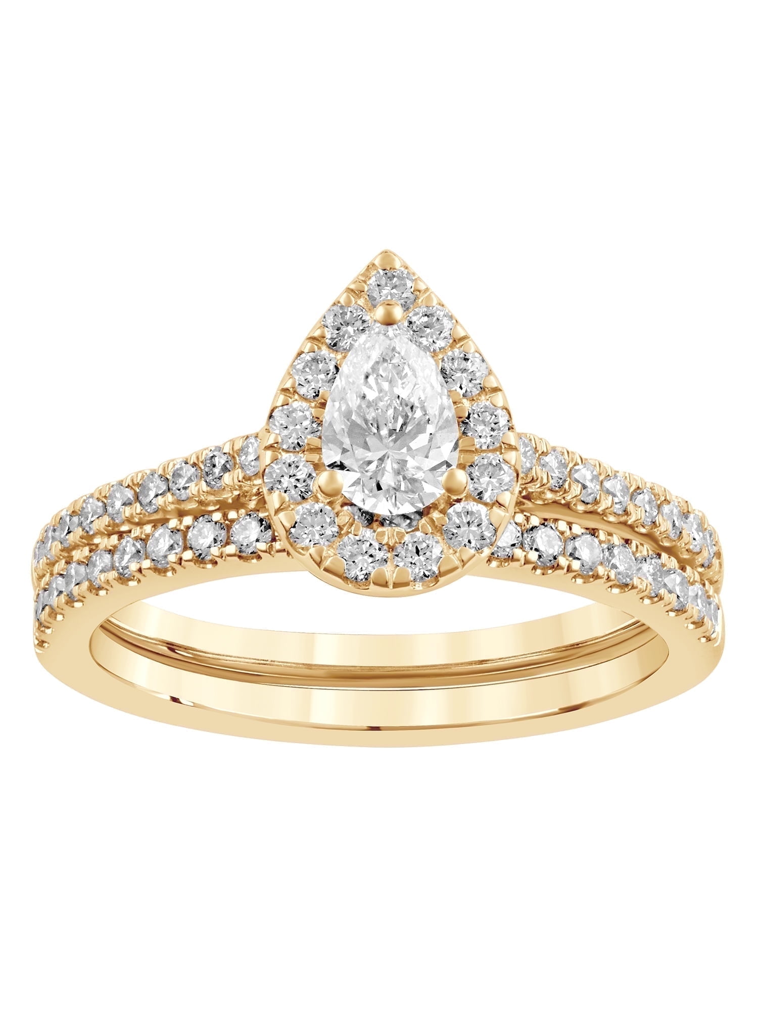 Unique Moments 1 Ctw Lab Grown Diamond Pear Bridal Set in 10K Yellow ...