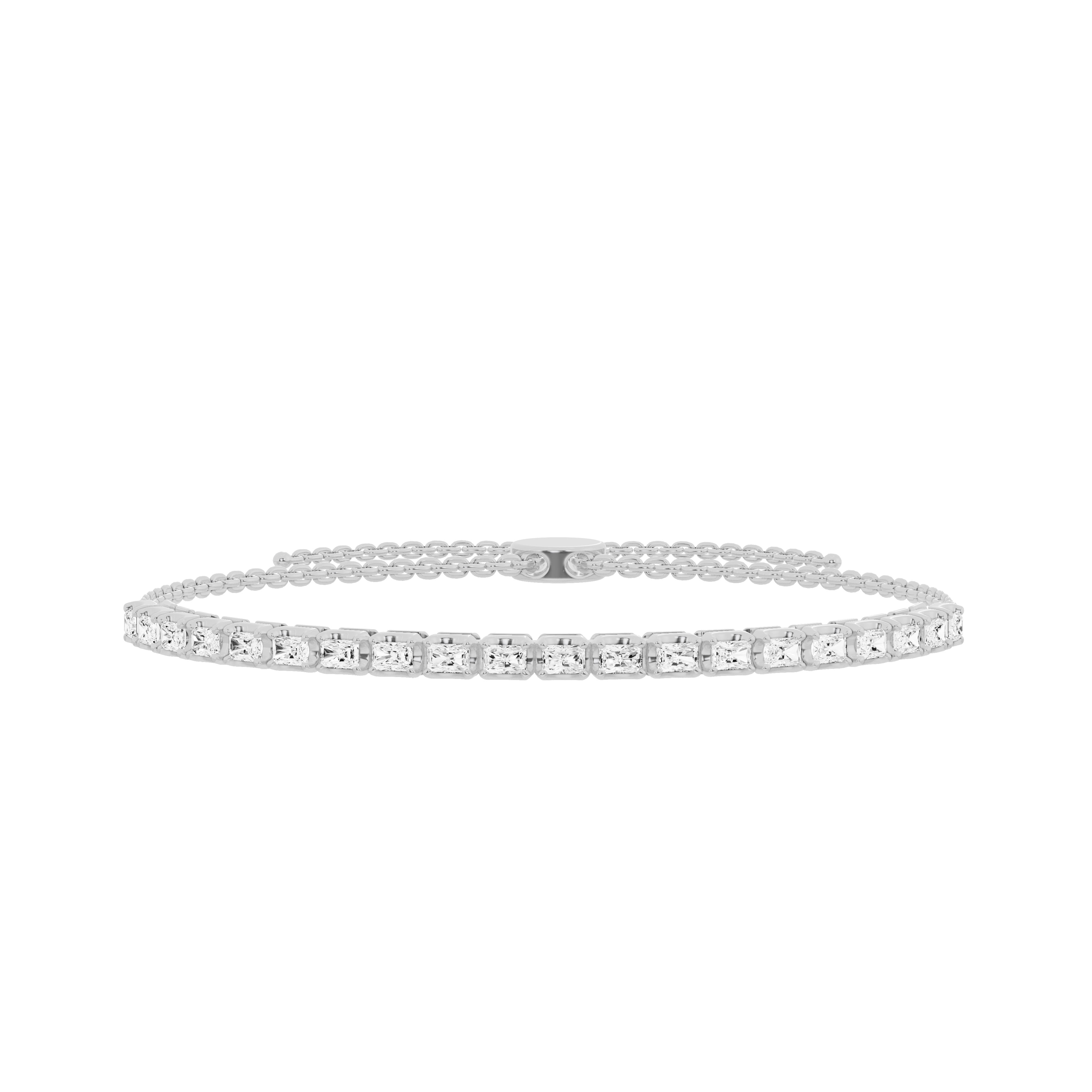 Unique Moments 1 carat Lab Grown Radiant Cut Diamond Tennis Bolo Bracelet for Women 14K White ...