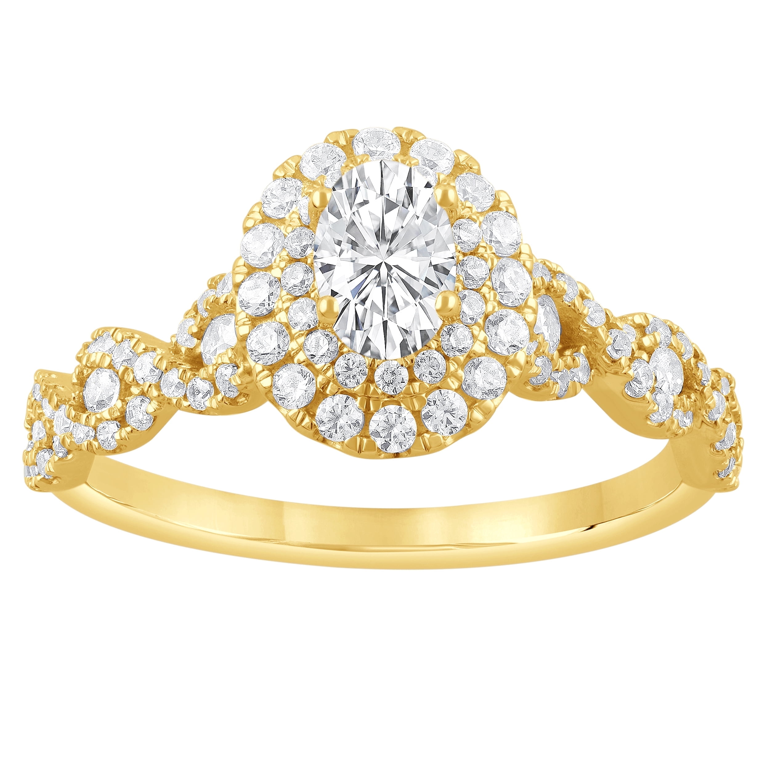 Unique Moments 1 ct Lab Grown Diamond Double Halo Oval Engagement Ring ...