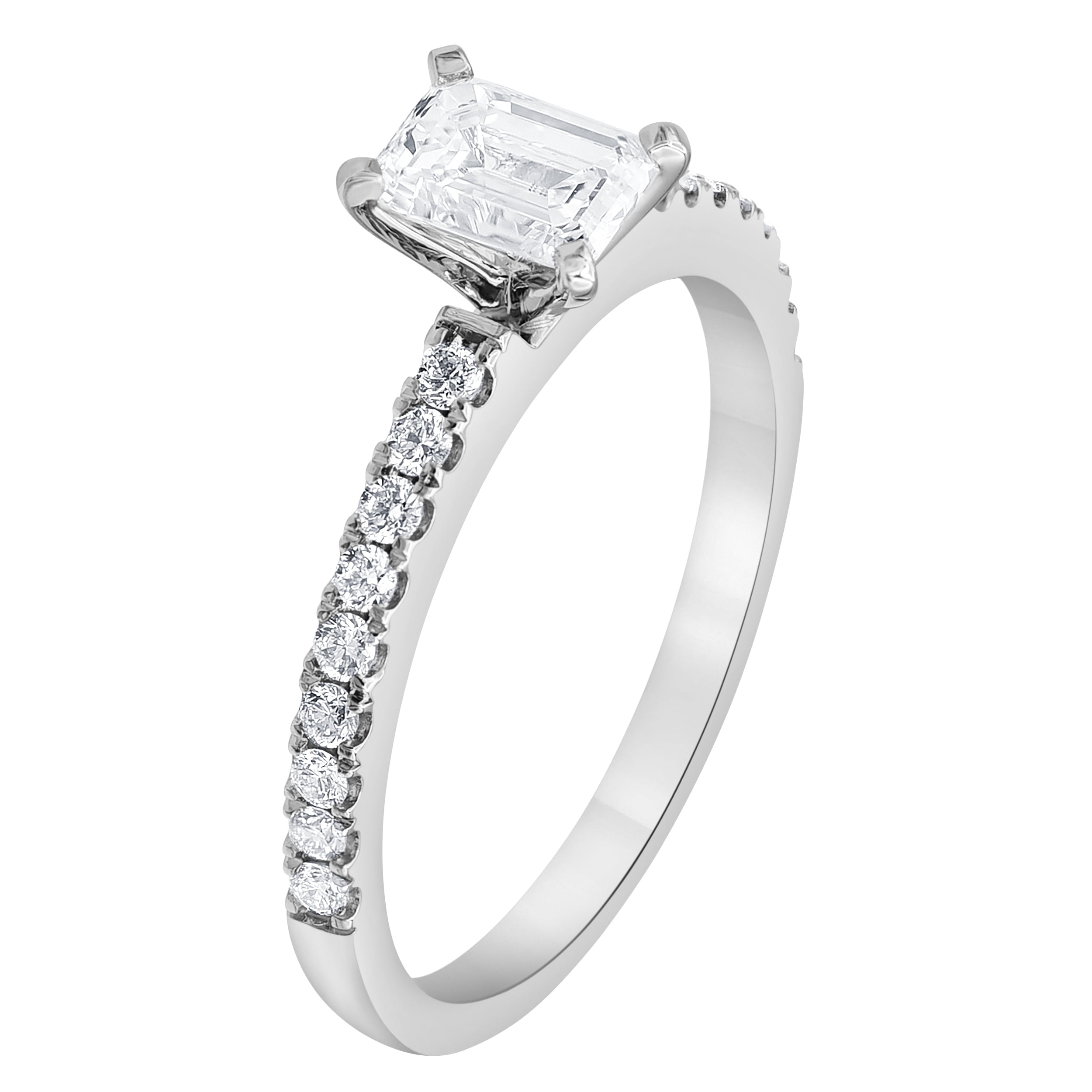 Unique Moments 1 ct Emerald Lab Grown Diamond Engagement Ring 14K White ...