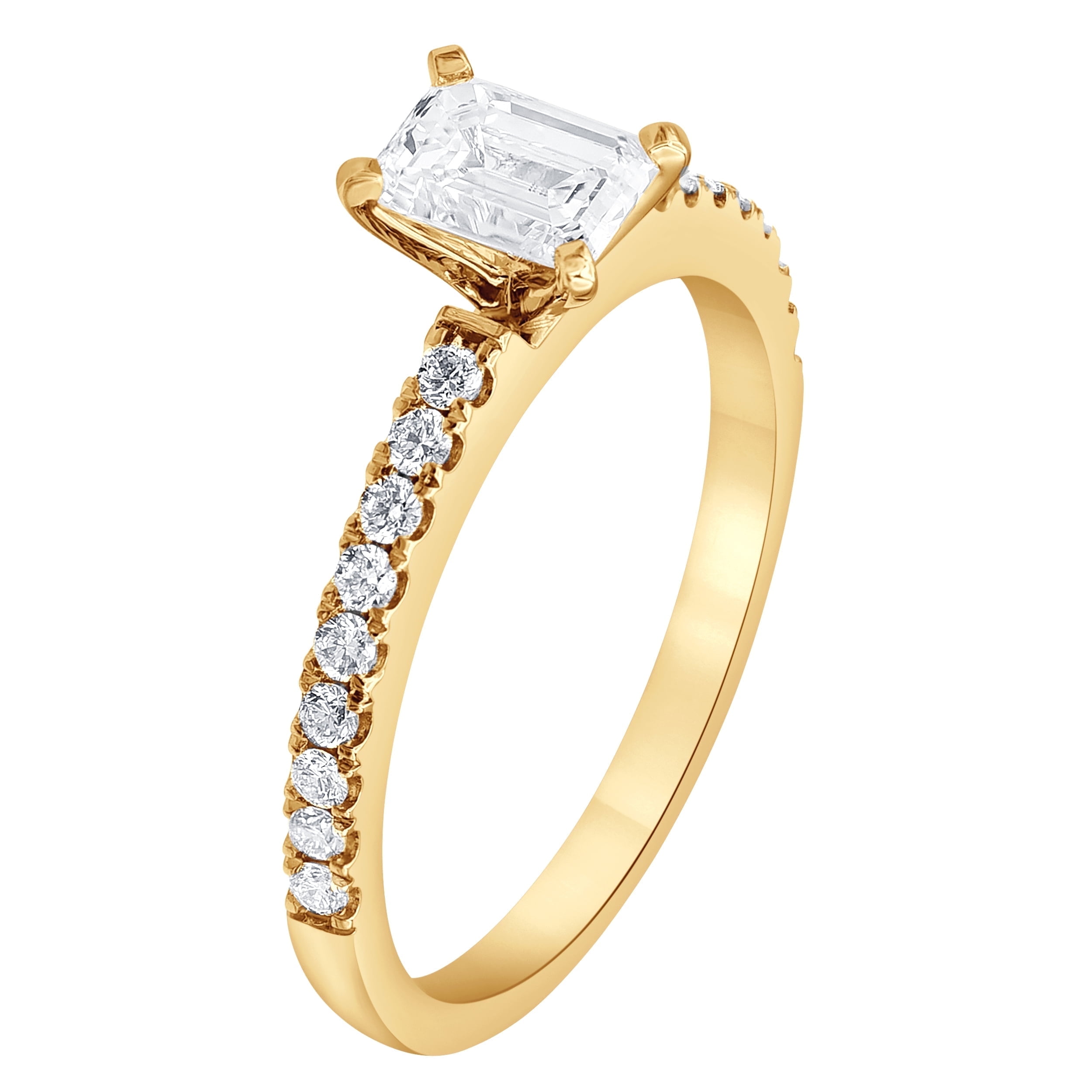 Unique Moments 1 ct Emerald Lab Grown Diamond Engagement Ring 14K ...