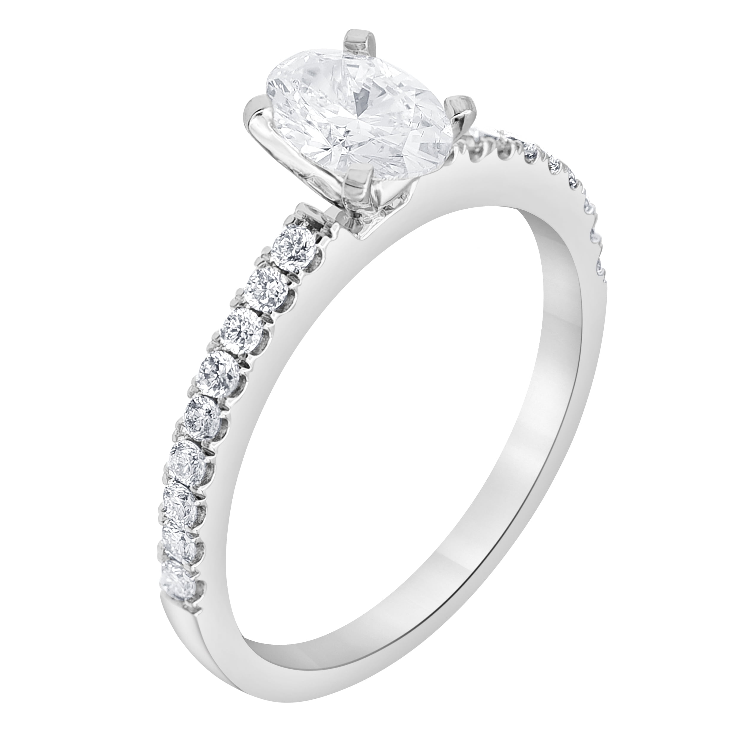 Unique Moments 1 ct Oval Lab Grown Diamond Engagement Ring 14K White ...