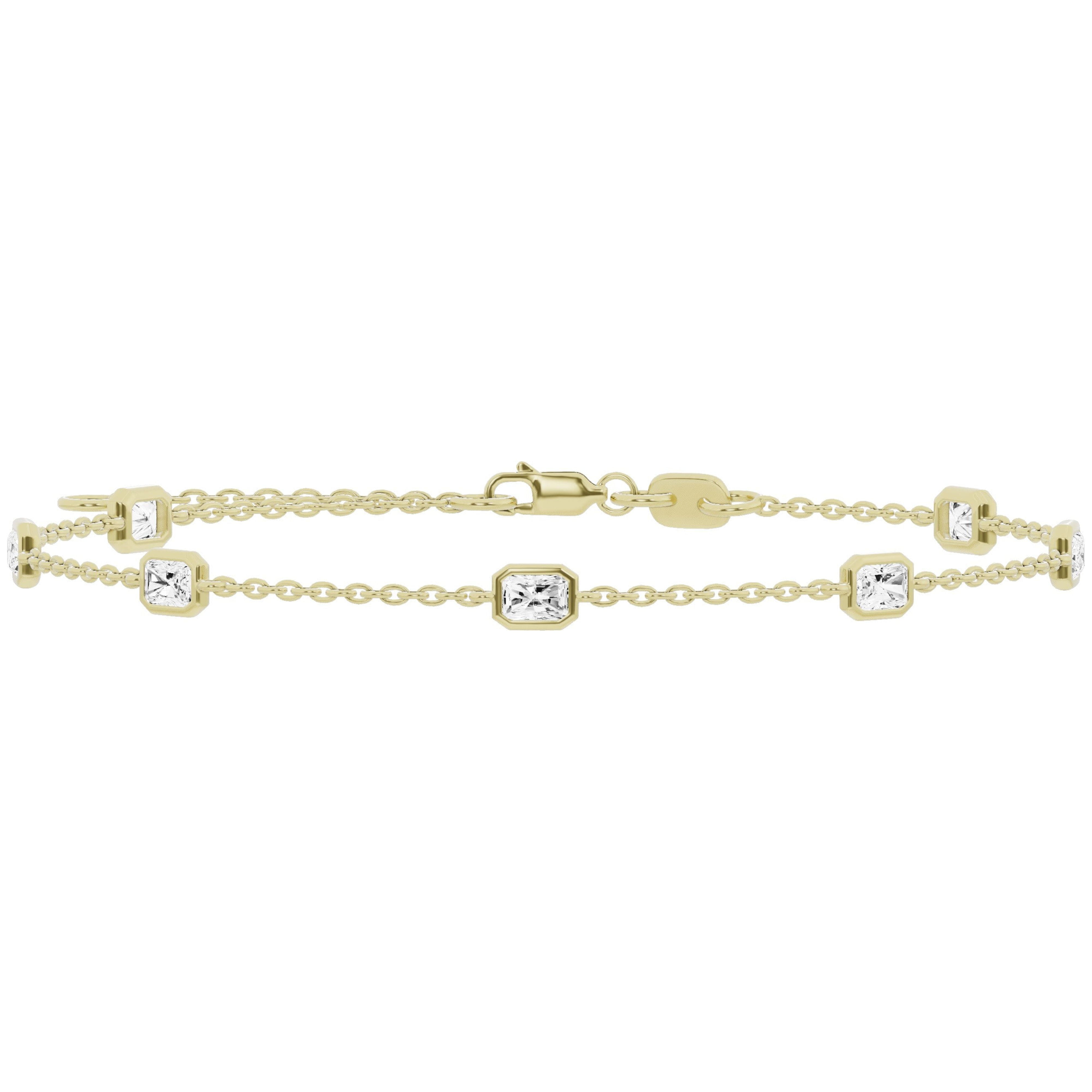 Unique Moments 1 ct Lab-Grown Radiant Diamond Station Bracelet 14K ...