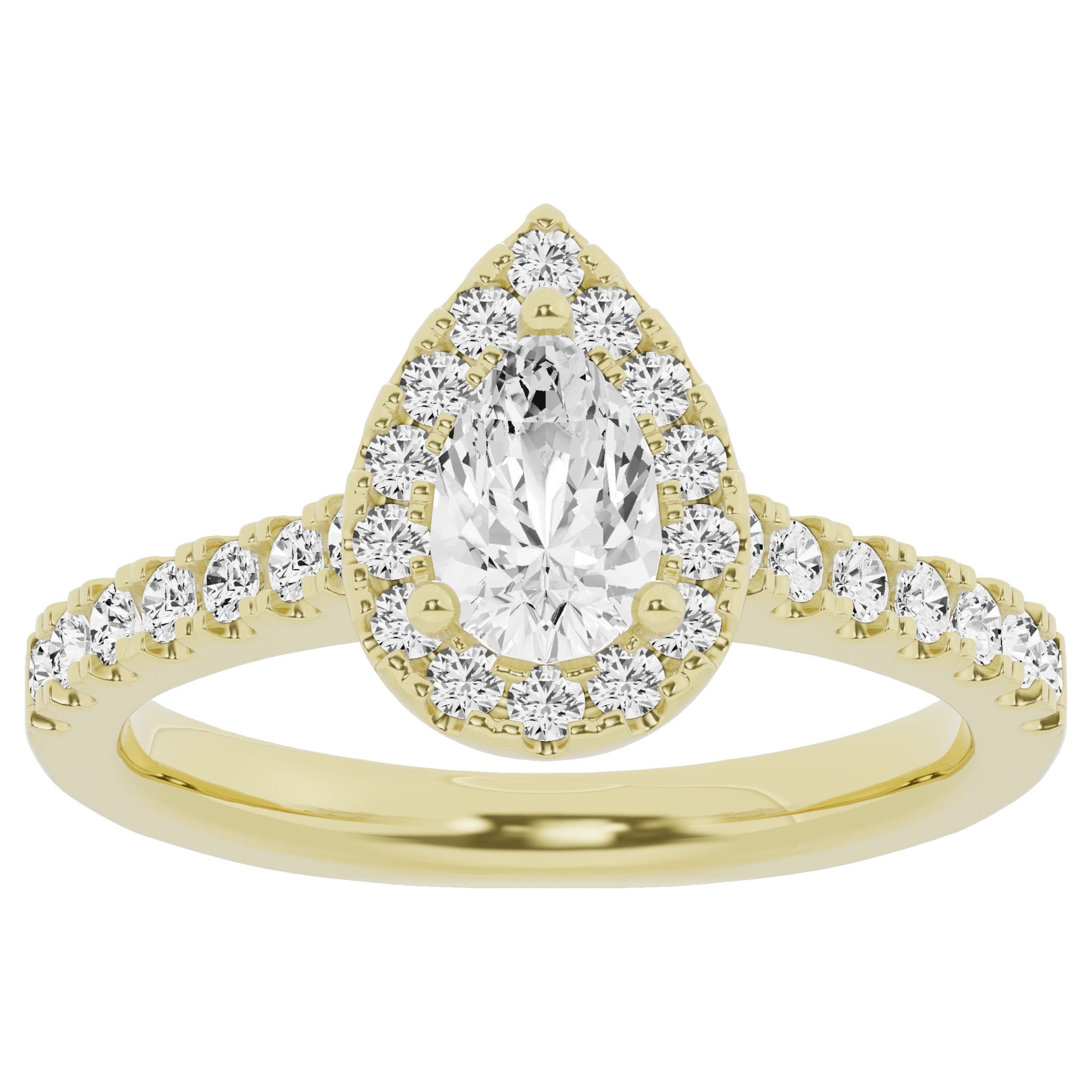 Unique Moments 1ct Lab Grown Halo Pear Shape Diamond Engagement Ring ...