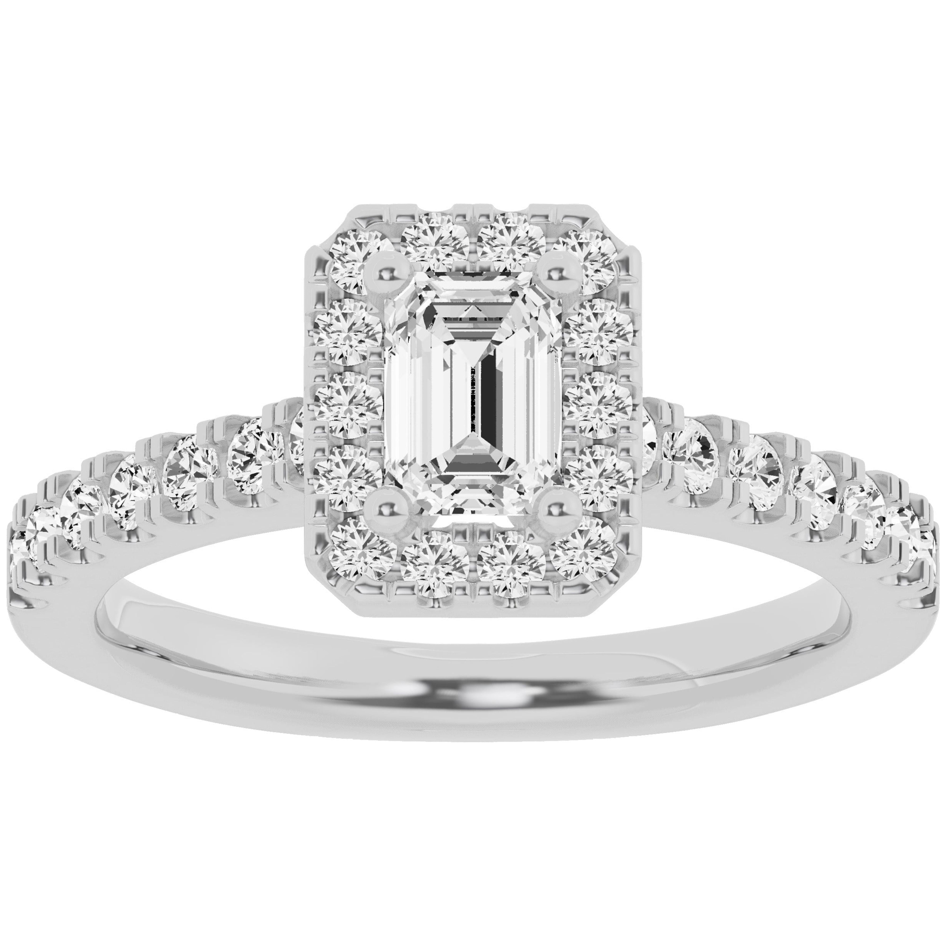 Unique Moments 1ct Lab Grown Halo Radiant Shape Diamond Engagement Ring ...