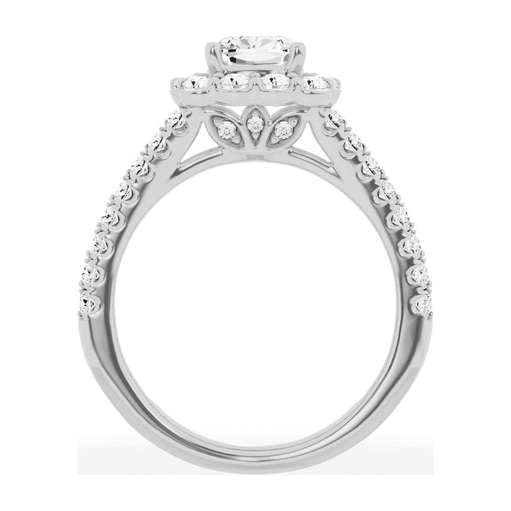 Unique Moments 2.00 ct Lab-Grown Cushion Split Shank Halo Diamond ...