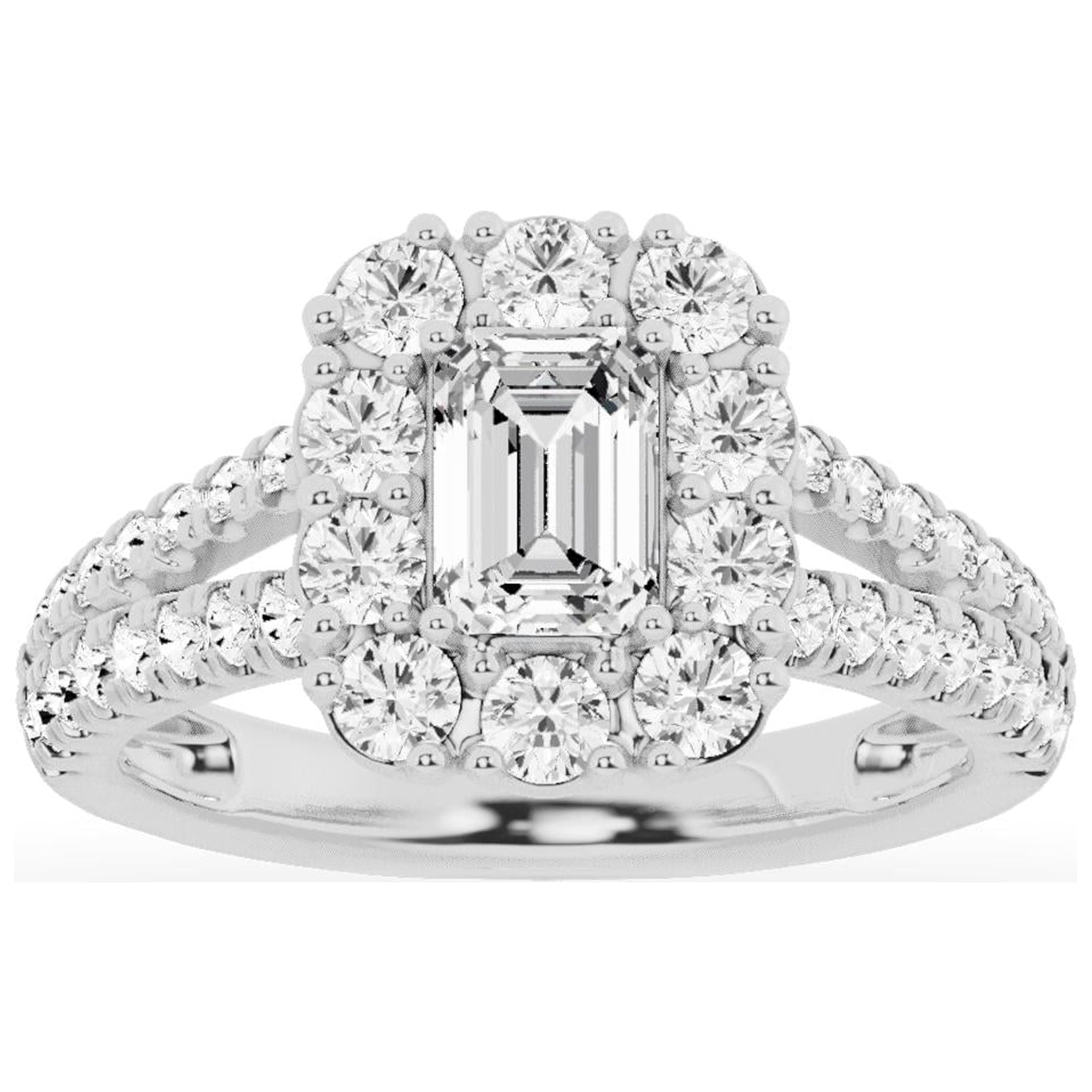 Unique Moments 2.00 ct Lab Grown Radiant Halo Diamond Engagement Ring ...