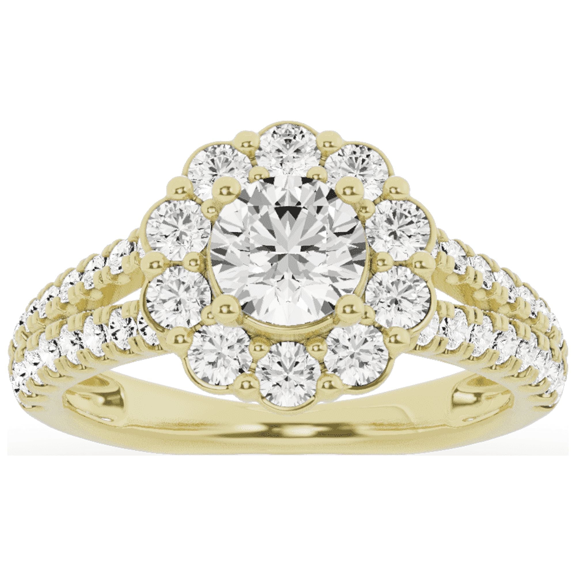 Unique Moments 2.00 ct Lab-Grown Round Halo Diamond Engagement Ring 14K ...