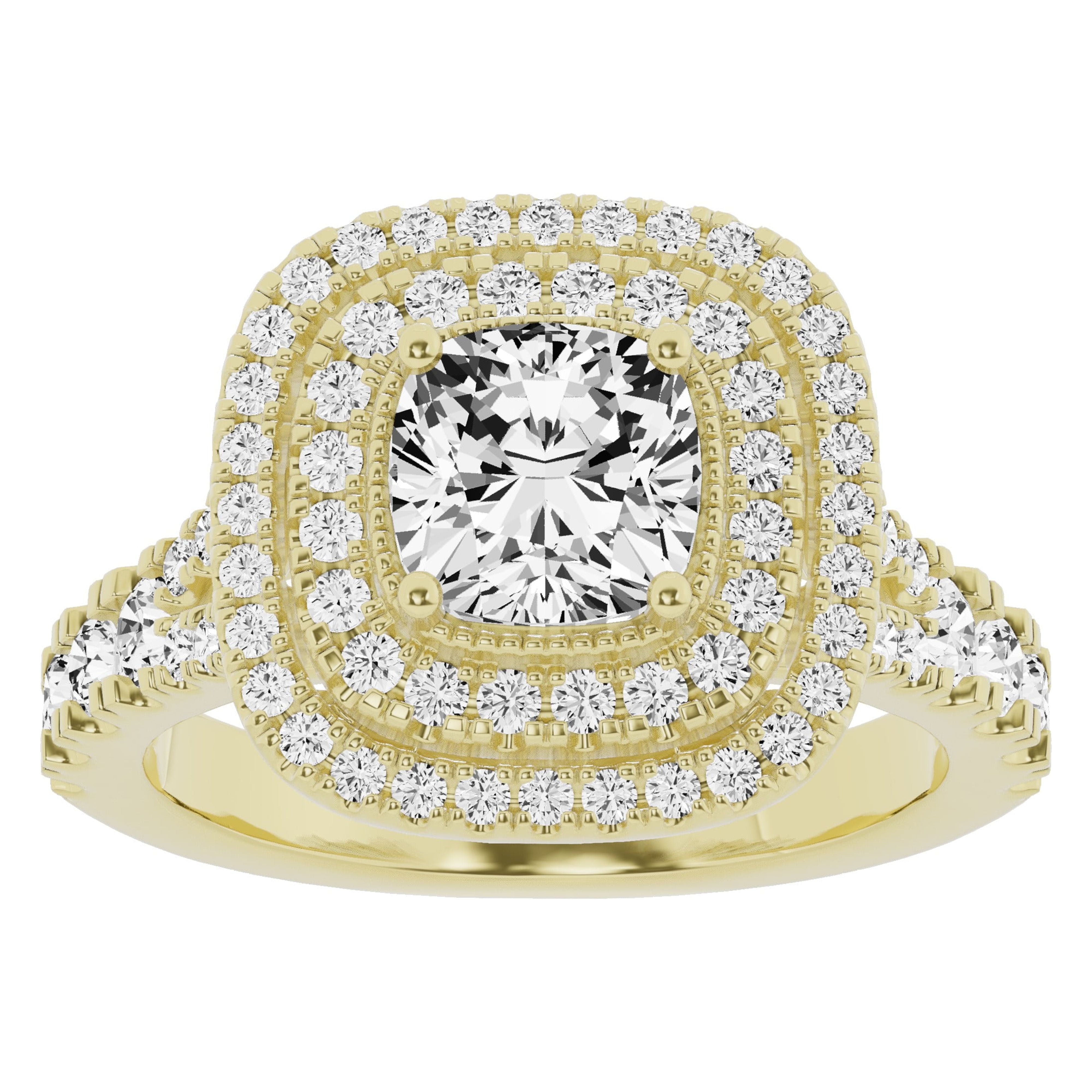 Unique Moments 2.50 Ct Lab Grown Split Shank Cushion Halo Diamond ...