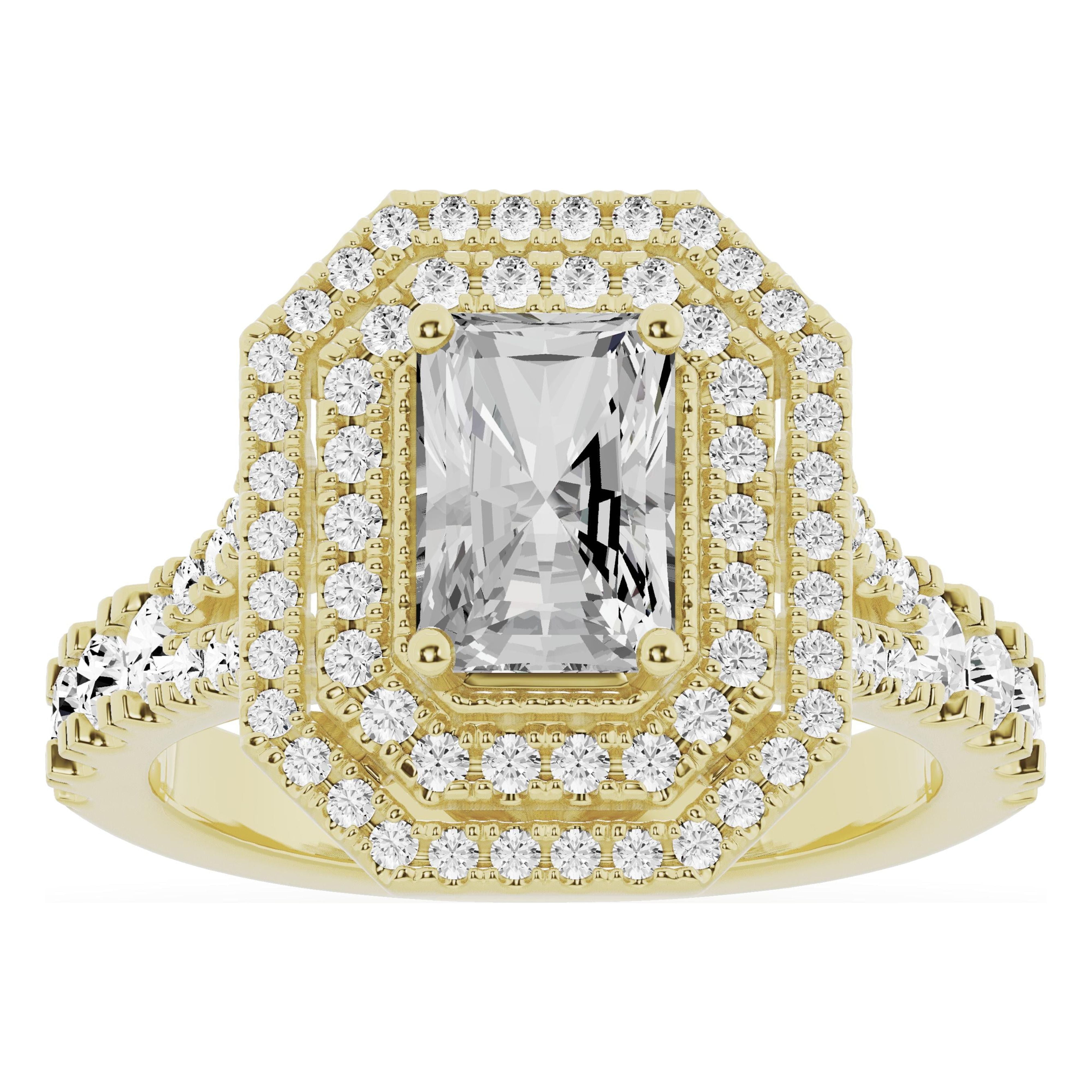 Unique Moments 2.50 Ct Lab Grown Split Shank Radiant Halo Diamond ...