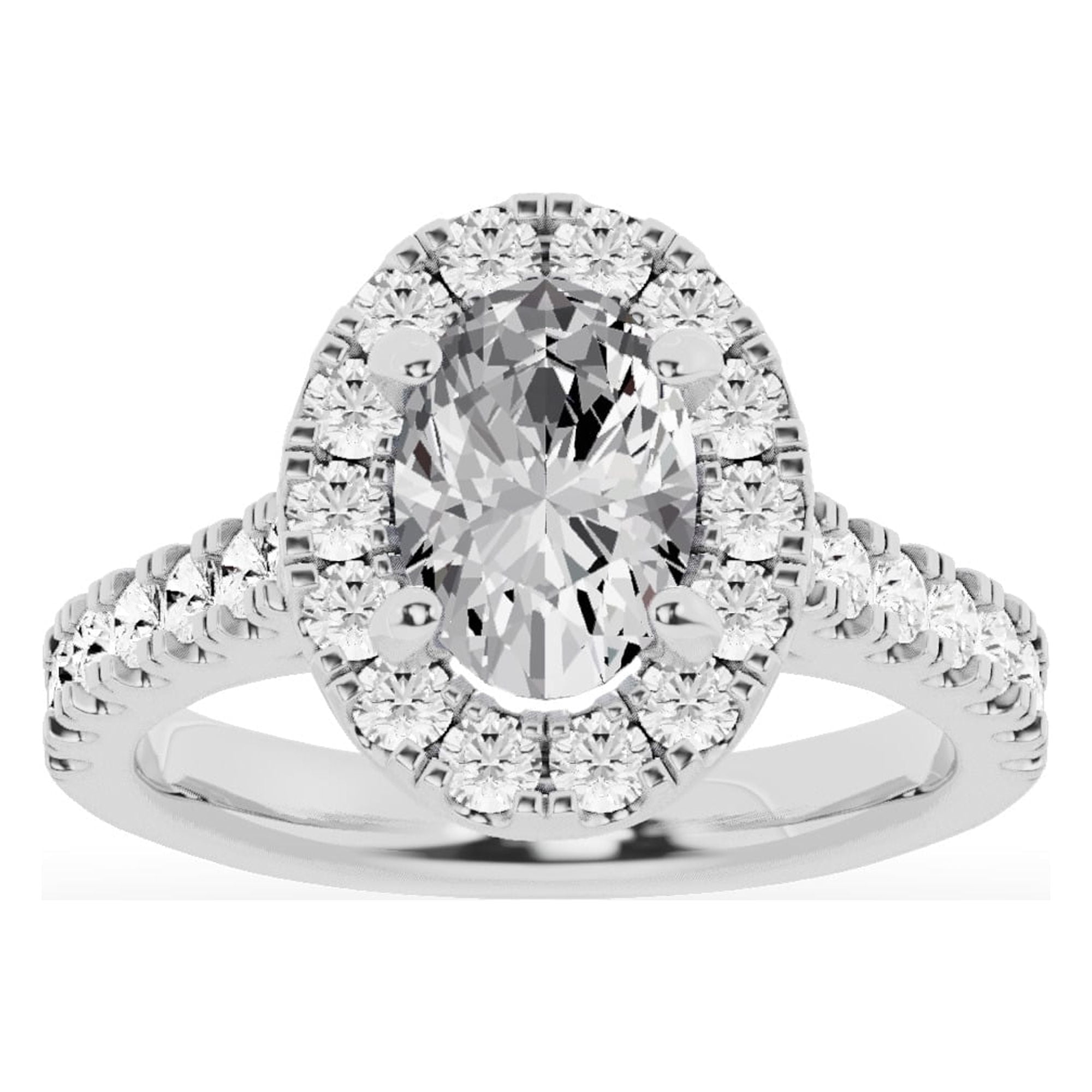 Unique Moments 2.50 ct Lab Grown Diamond Halo Oval Engagement Ring 10K ...