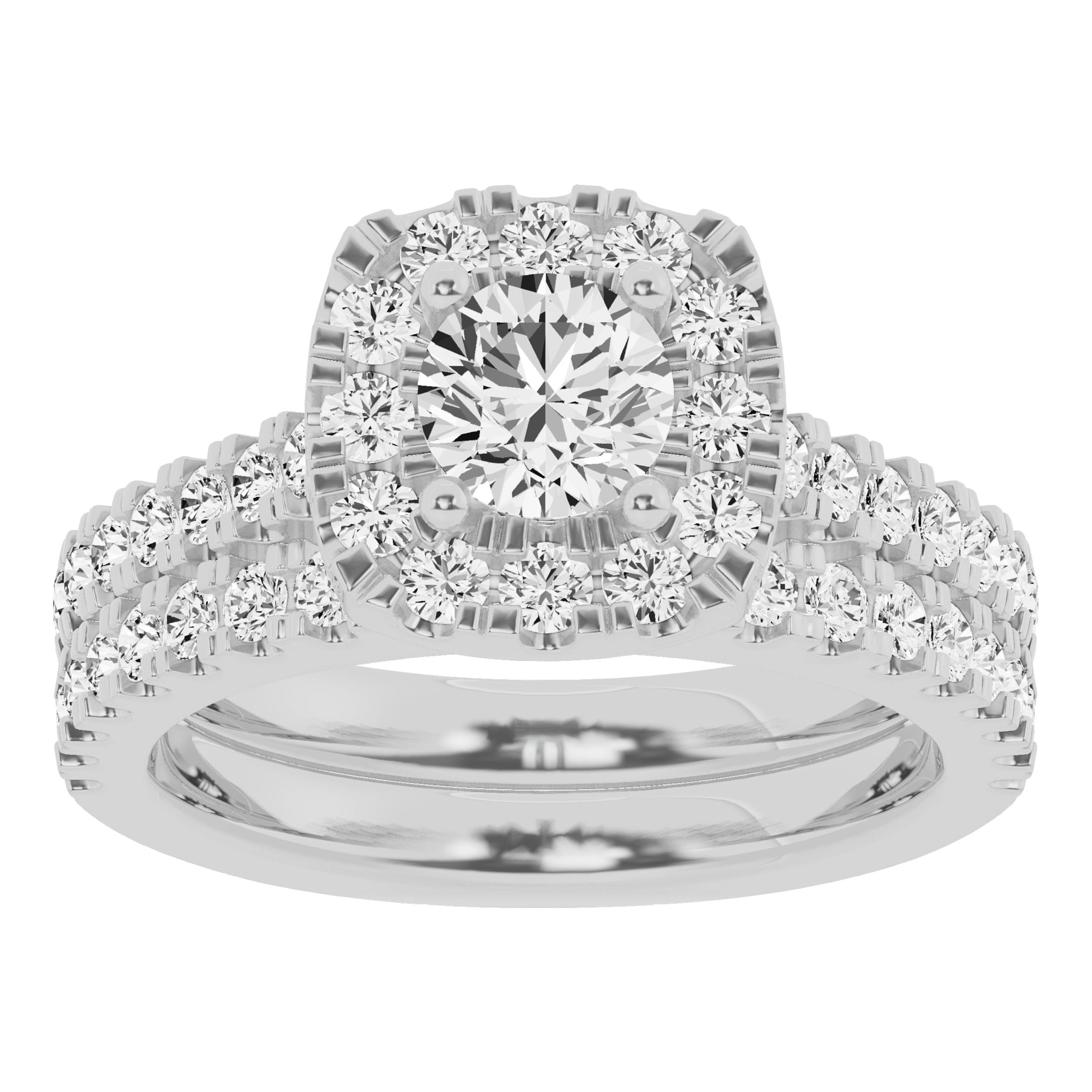 Unique Moments 2 Ctw Lab Grown Round Halo Diamond Engagement Matching ...