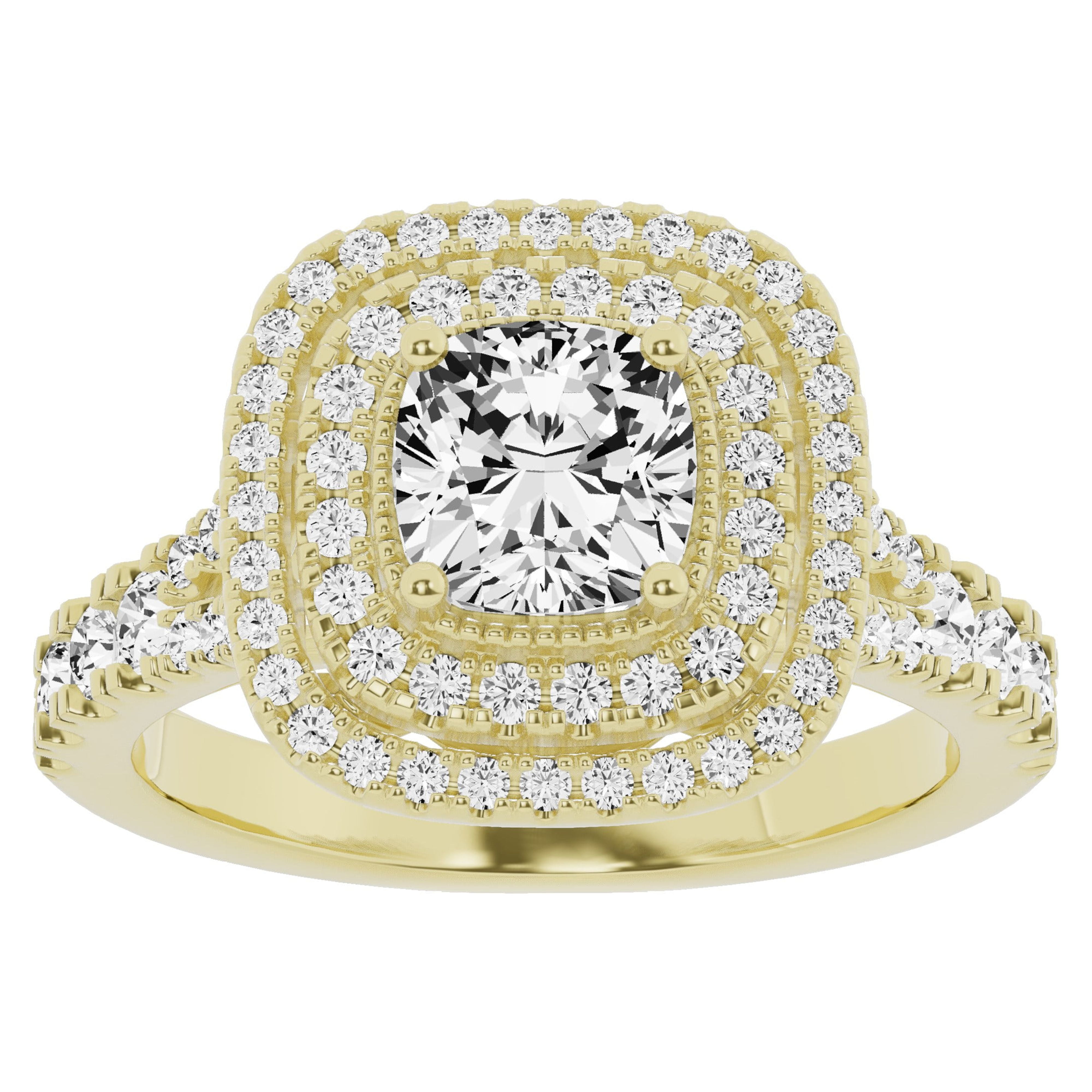 Unique Moments 2 Ct Lab Grown Split Shank Cushion Halo Diamond ...