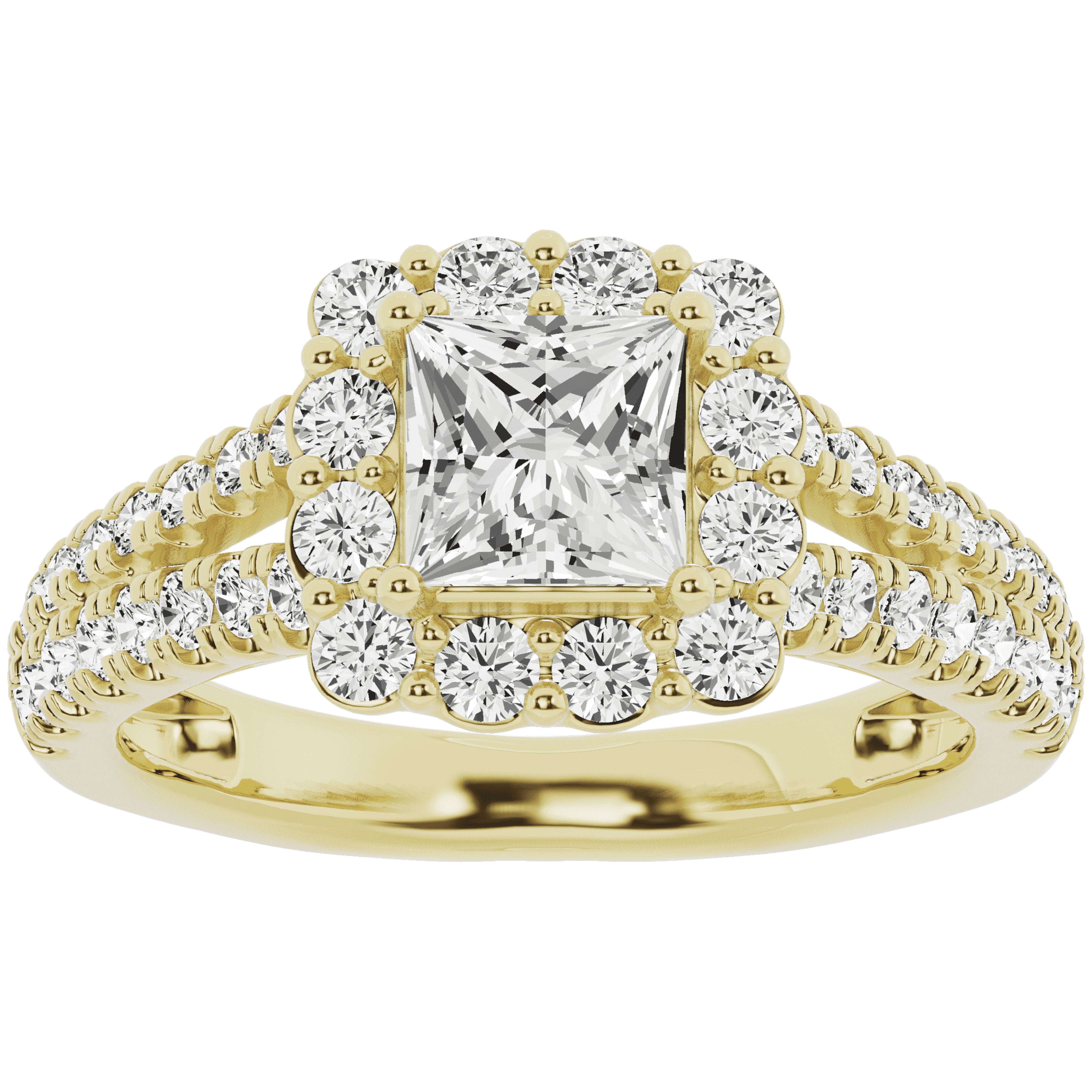 Unique Moments 2 ct Lab Grown Princess Halo Diamond Engagement Ring ...