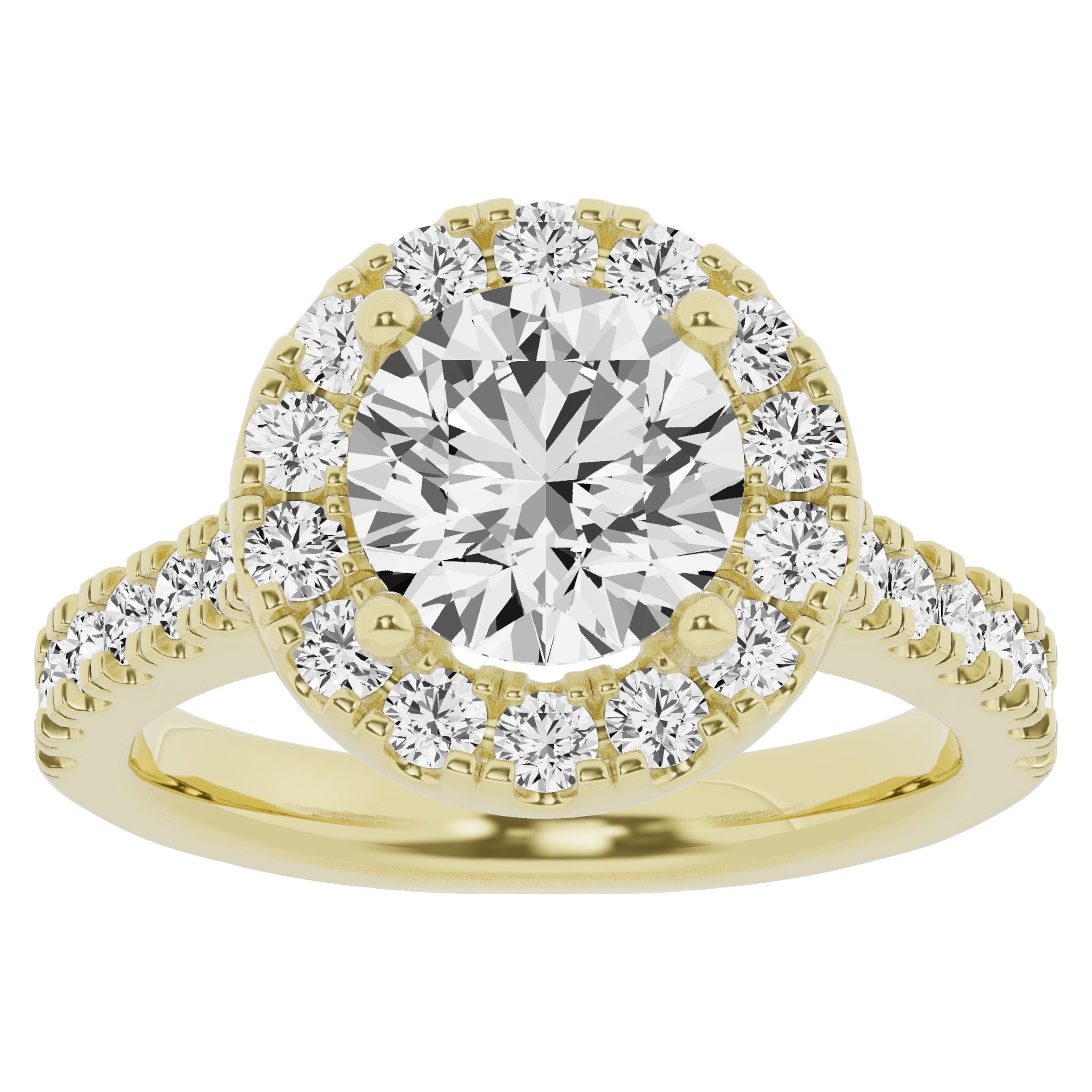 Unique Moments 3ct Lab Grown Round Solitaire Halo Diamond Engagement ...