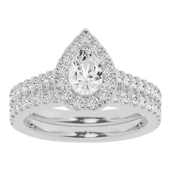 Unique Moments Lab Grown 3 Carat Diamond Pear Solitaire Bridal Set ...