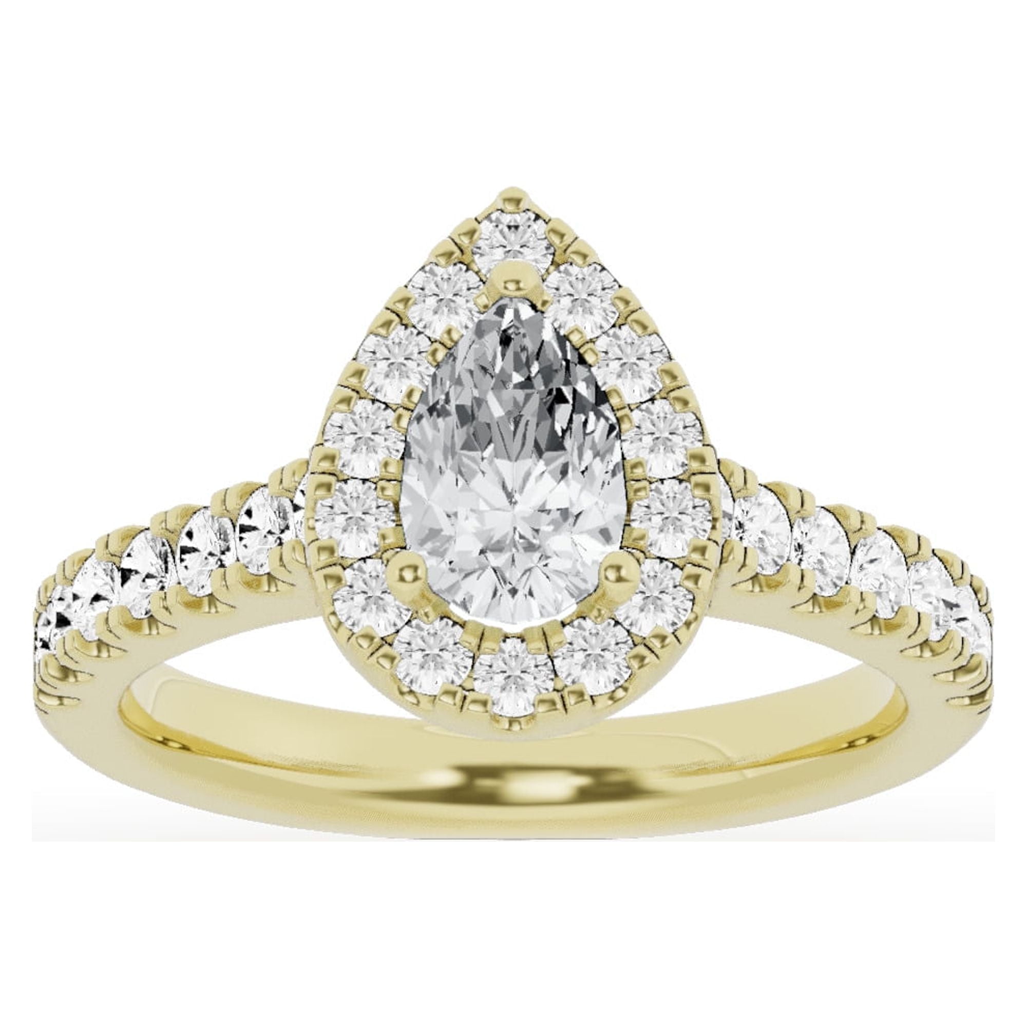 Unique Moments Lab Grown 1.50 ct Pear Halo Diamond Engagement Ring 10K Yellow Gold - Walmart.com