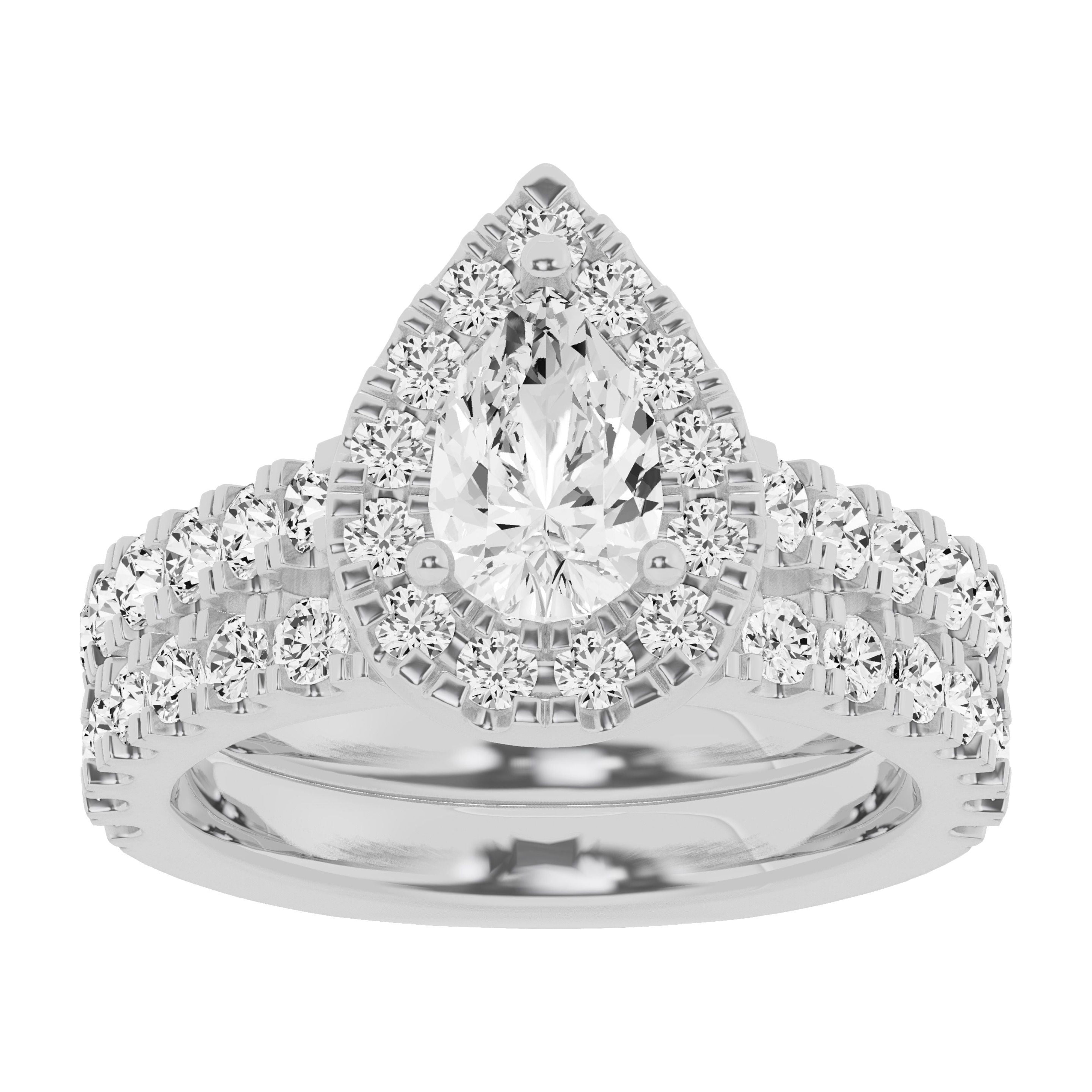Unique Moments Lab Grown 2.50 Carat Diamond Pear Solitaire Bridal Set ...