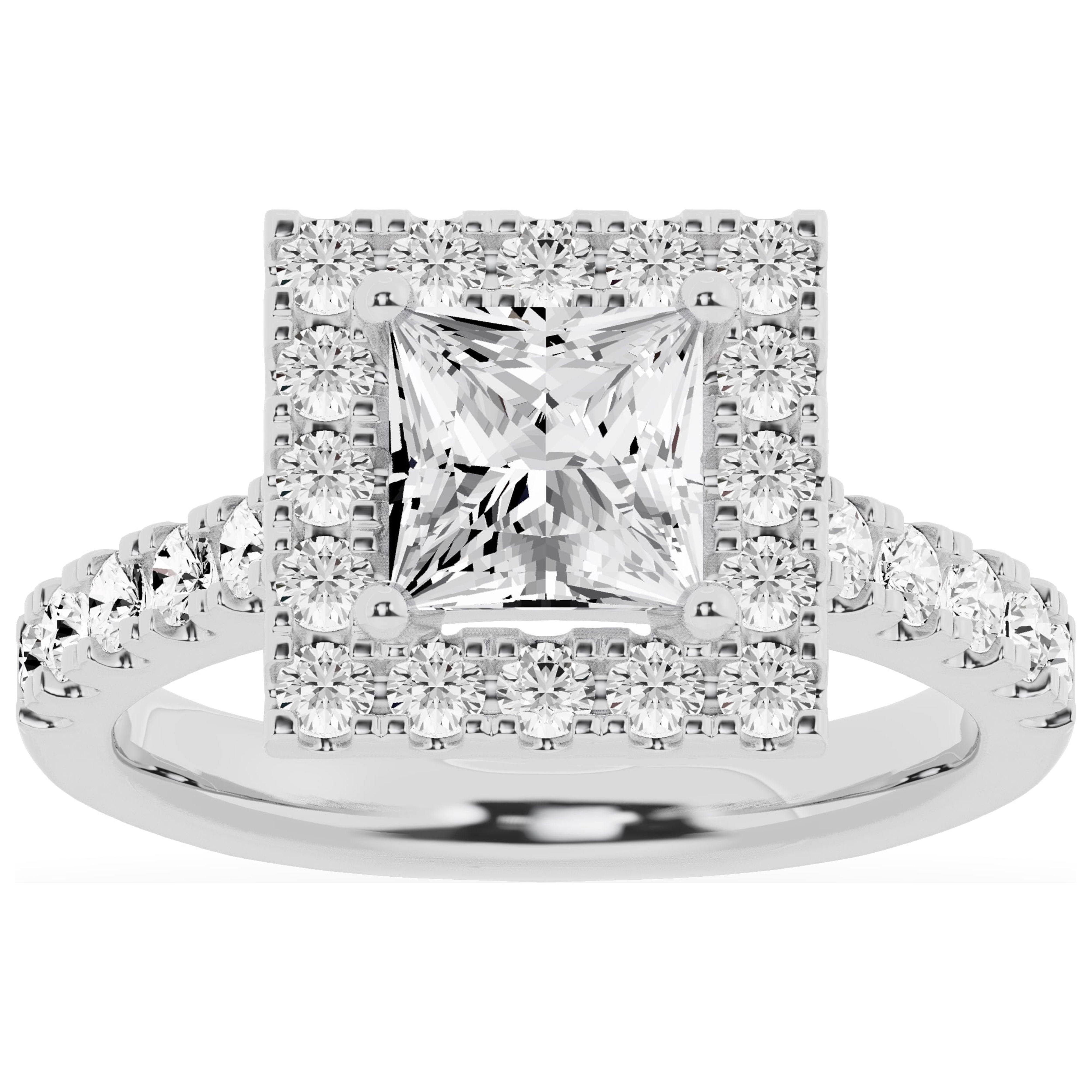 Unique Moments Lab Grown 2.50 ct Diamond Engagement Ring Princess Halo ...
