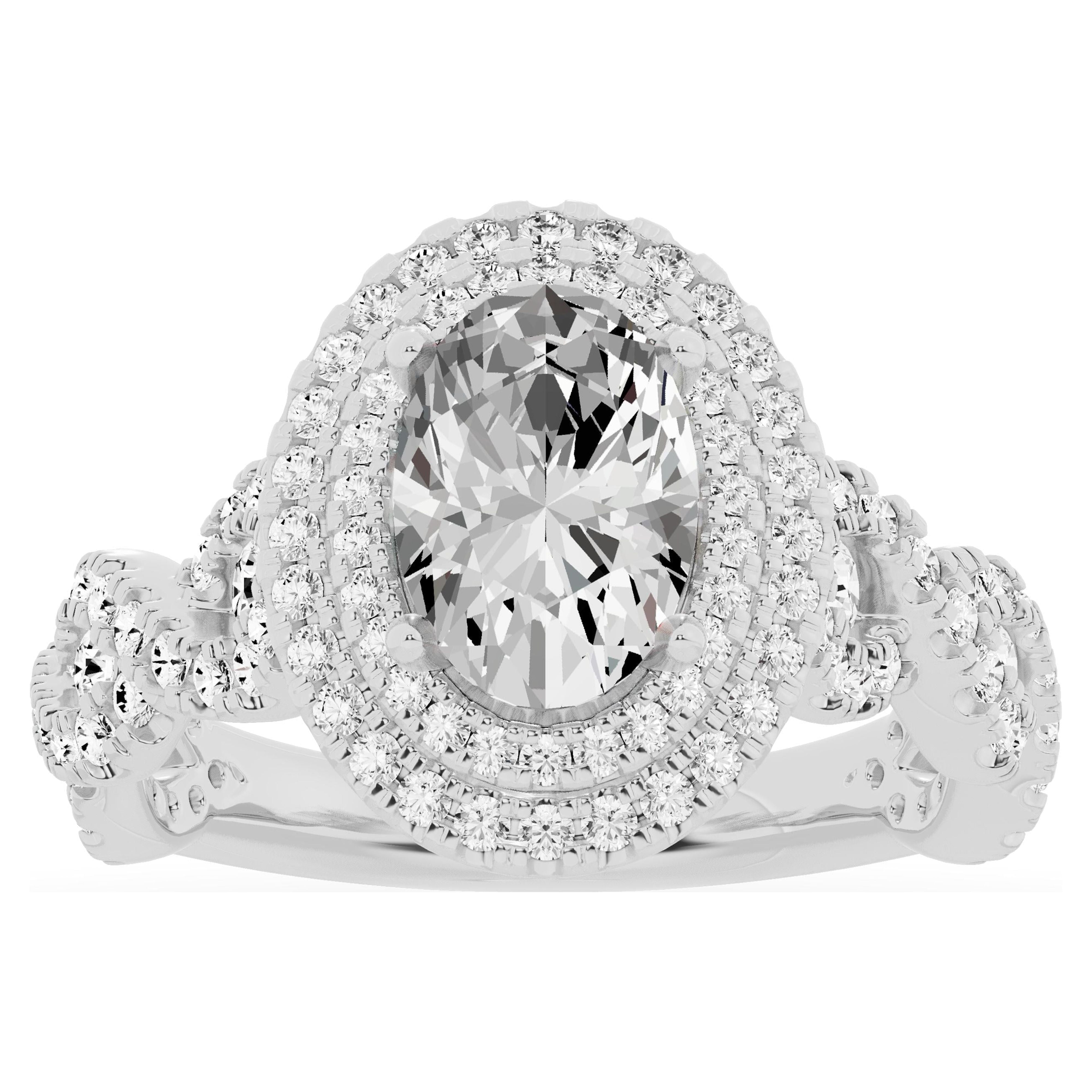 Unique Moments Lab Grown 2.50 ct Oval Cut Diamond Halo Infinity ...